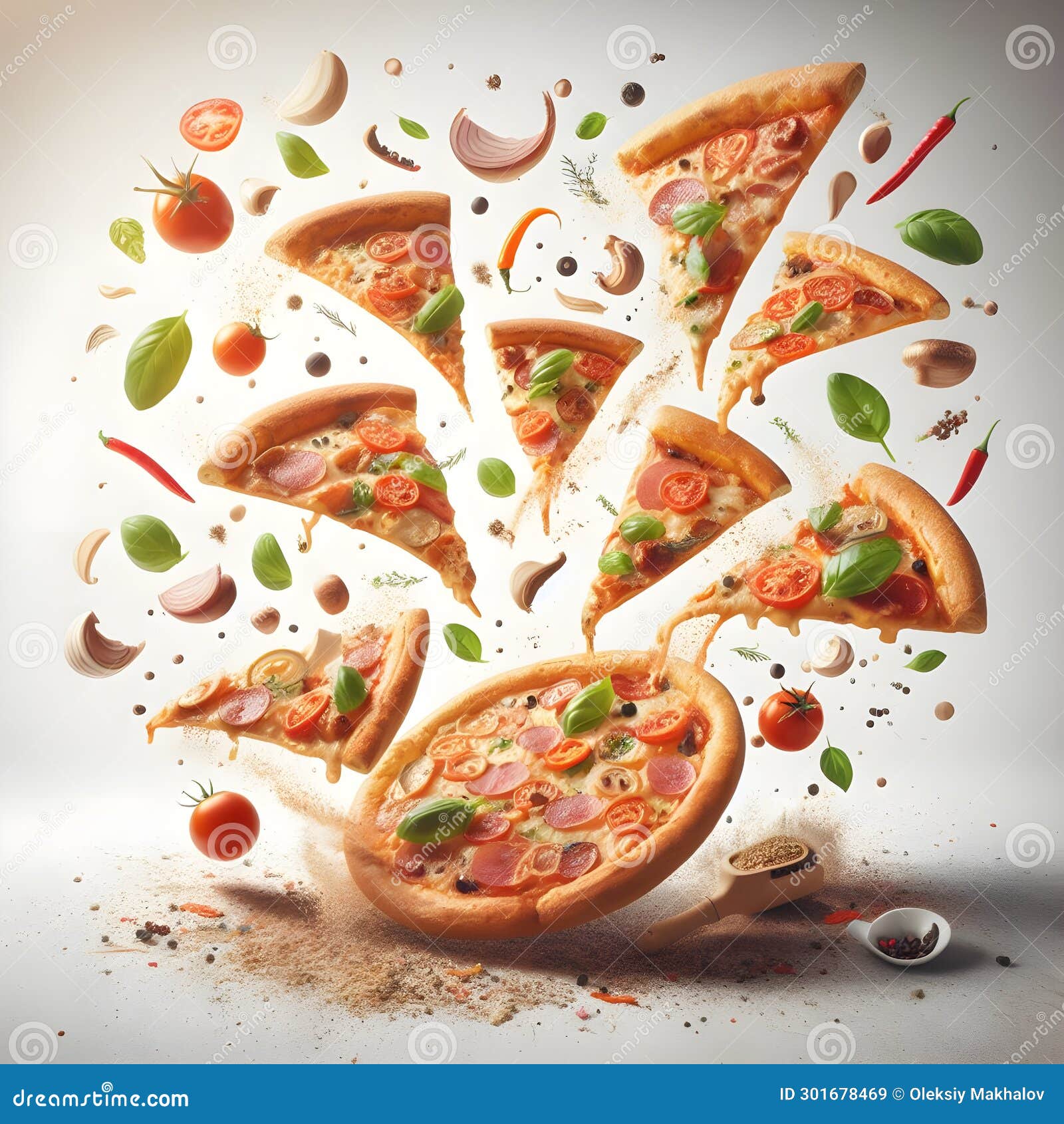 Pizza Slice Delicious on Light Background Stock Illustration ...