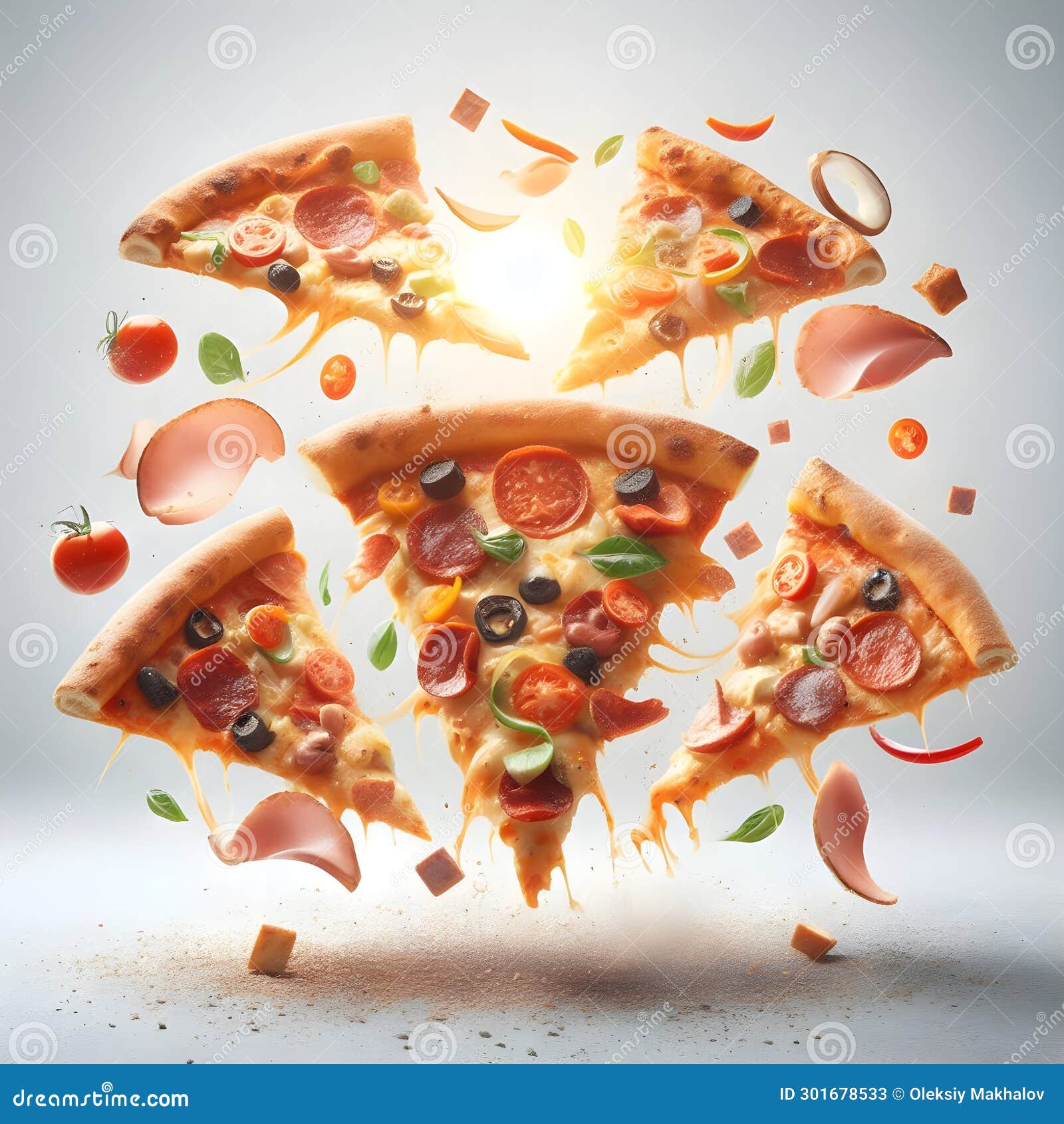 Pizza Slice Delicious on Light Background Stock Illustration ...