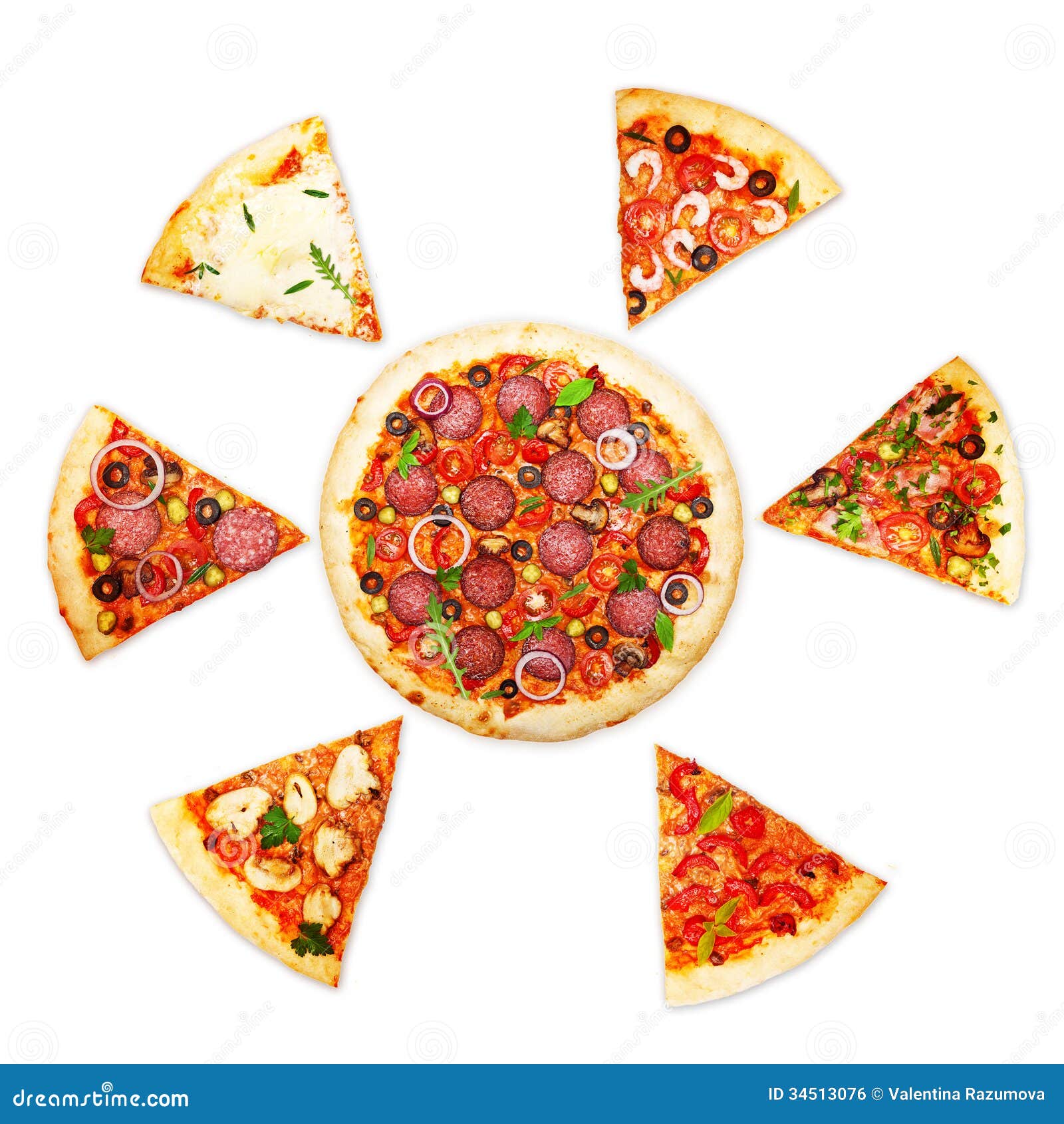 Pizza Slice with Different Toppings Stock Photo - Image of dough ...
