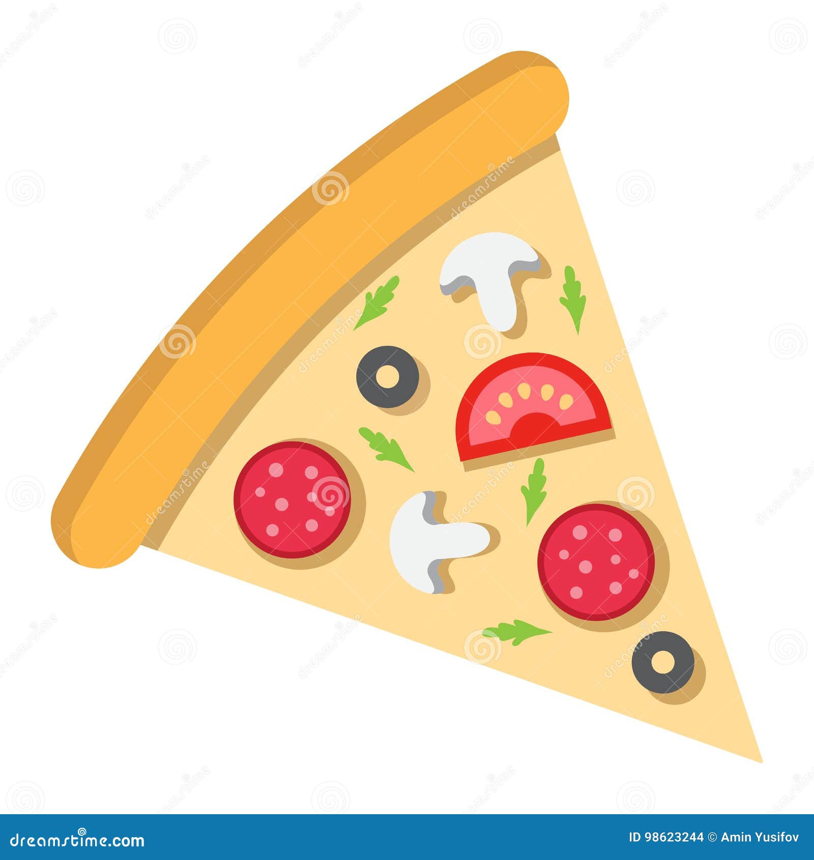 Pizza Slice, Tasty Hot Triangle Piece Of Italian Fast Food, Top View ...