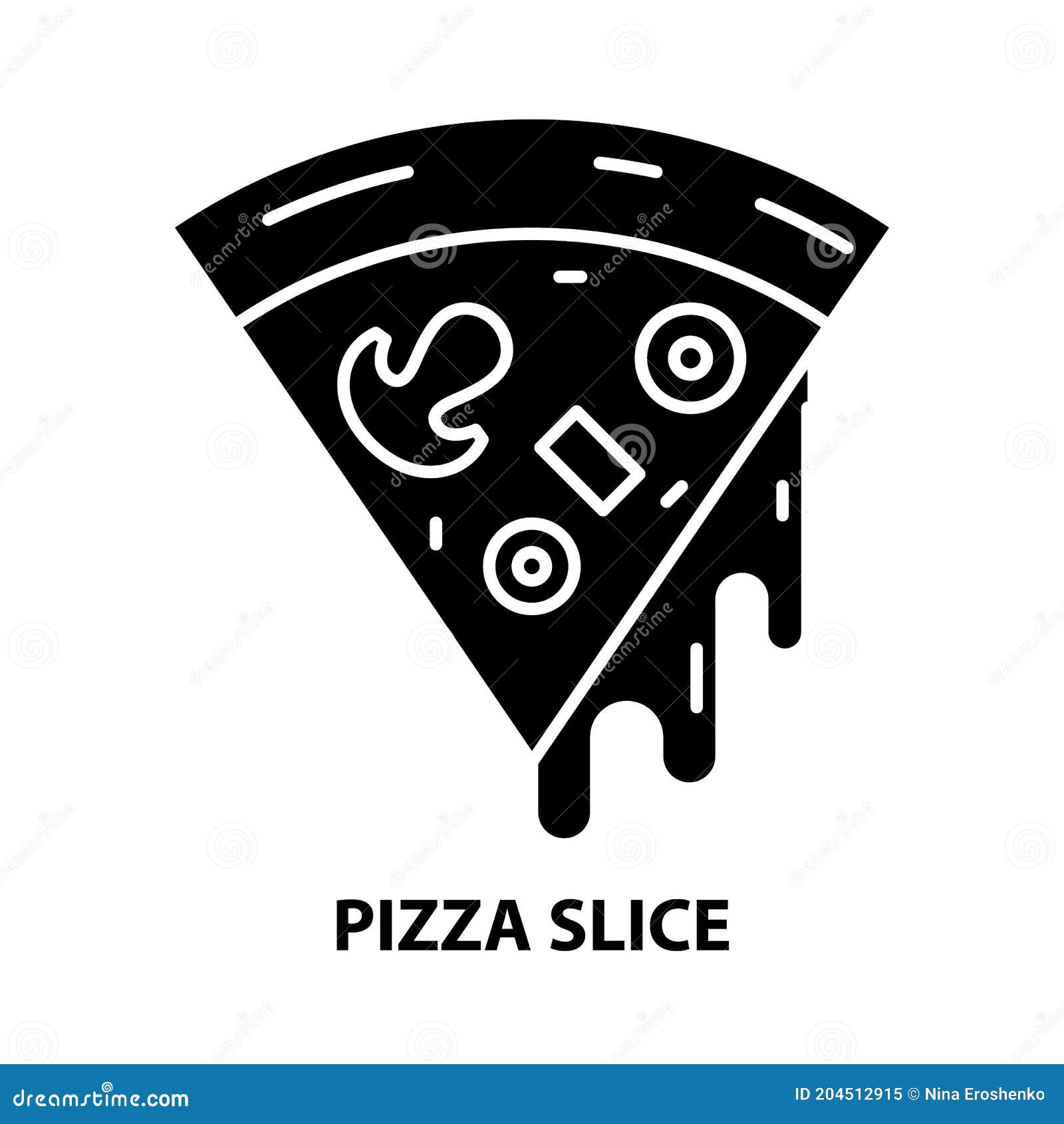 Pizza Slice Icon, Black Vector Sign with Editable Strokes, Concept ...
