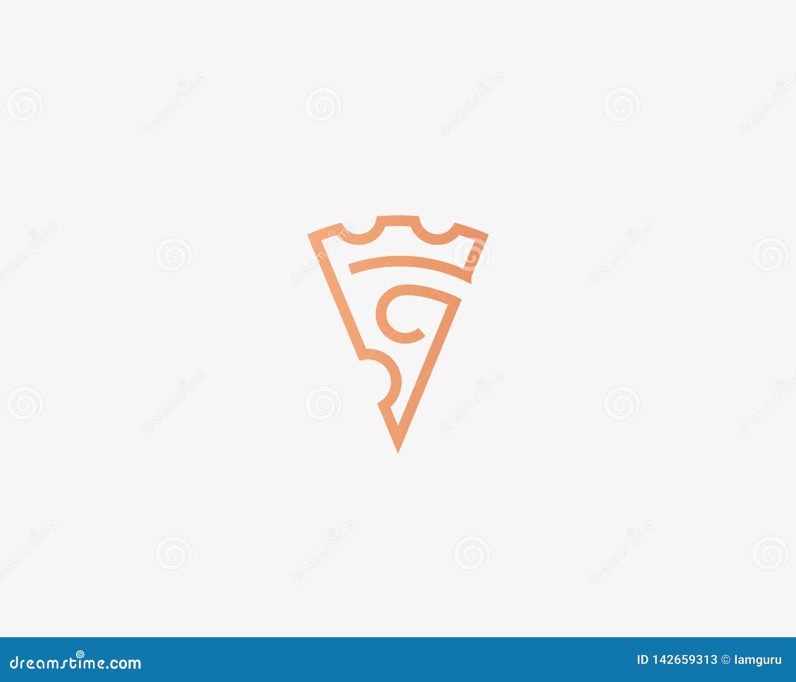 Pizza Slice Line Logotype. Pizzeria Crown Vector Logo Design. Stock ...