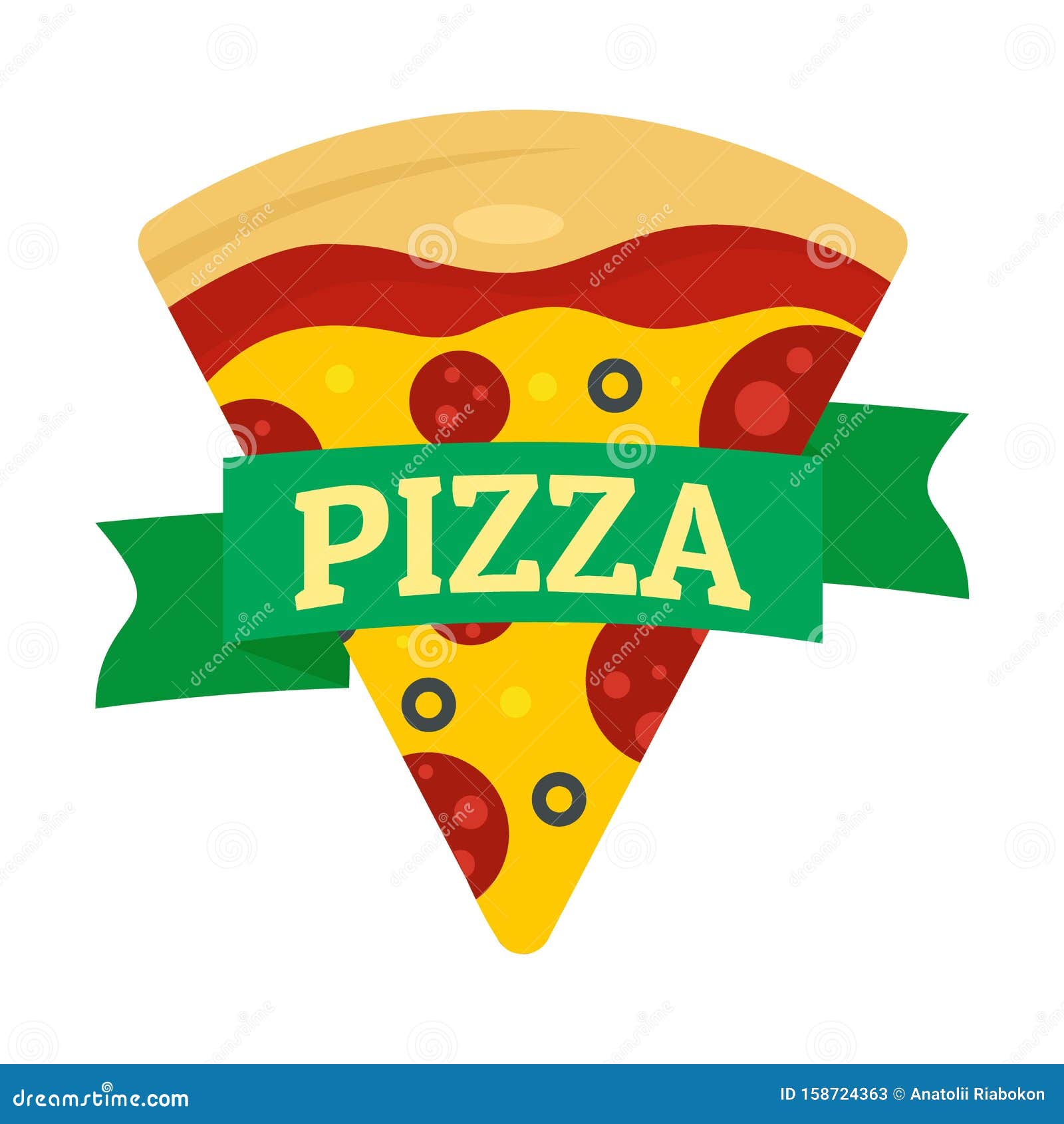Pizza Slice Logo, Flat Style Stock Vector - Illustration of emblem ...