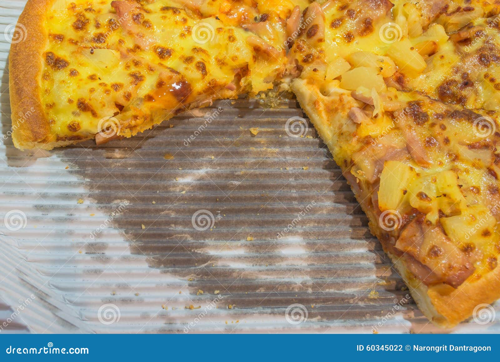Pizza with a slice missing stock photo. Image of lunch - 60345022