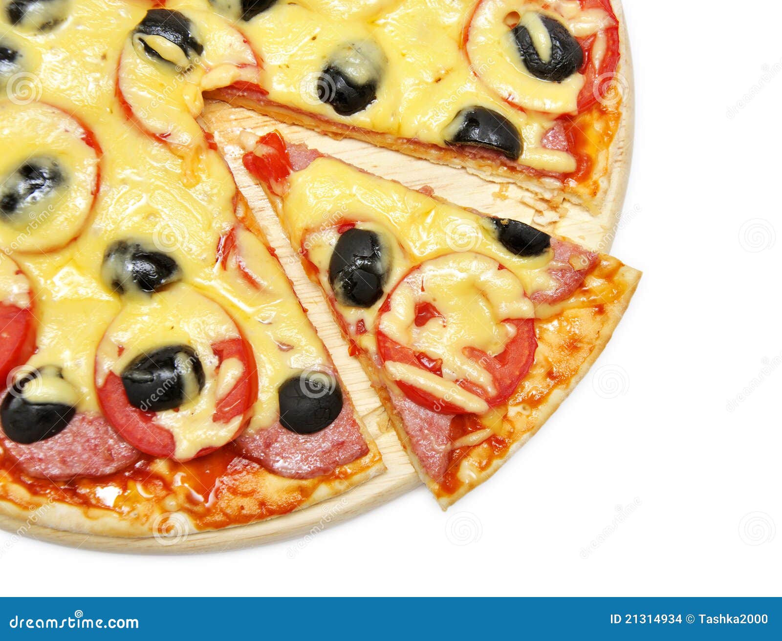 Pizza with a slice removed stock photo. Image of meat - 21314934