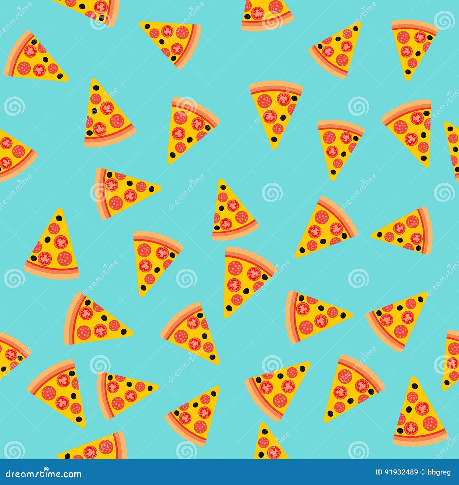 Pizza Slice Seamless Pattern. Vector Background. Fast Food. Stock ...