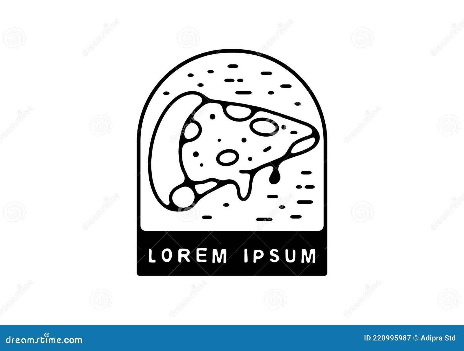 Pizza Slice in Window Shape Line Art Badge Stock Vector - Illustration ...