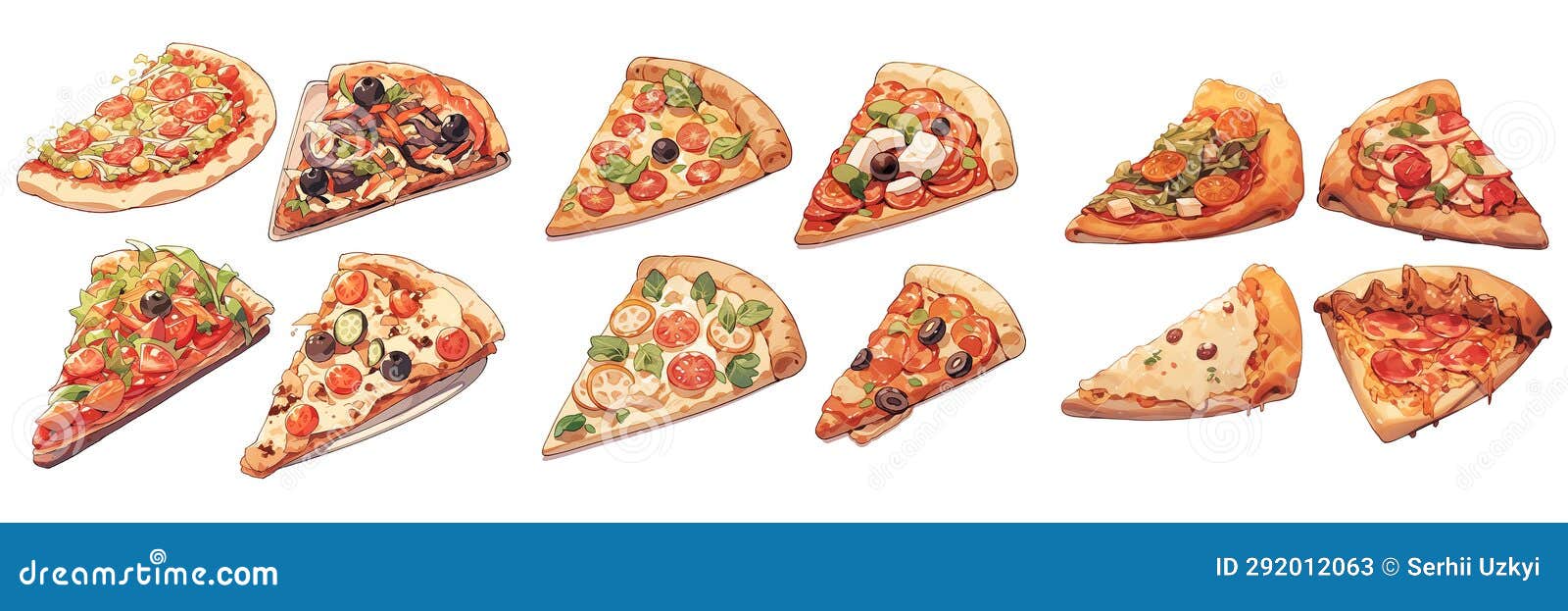 Pizza Slices 2D Beautiful Colorful Picturel AI Generated Stock ...