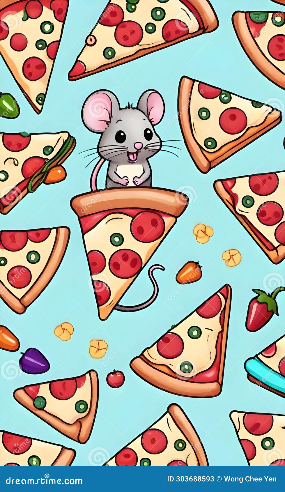 Pizza Slices Mouse Pattern Design Wallpaper Illustration Stock ...