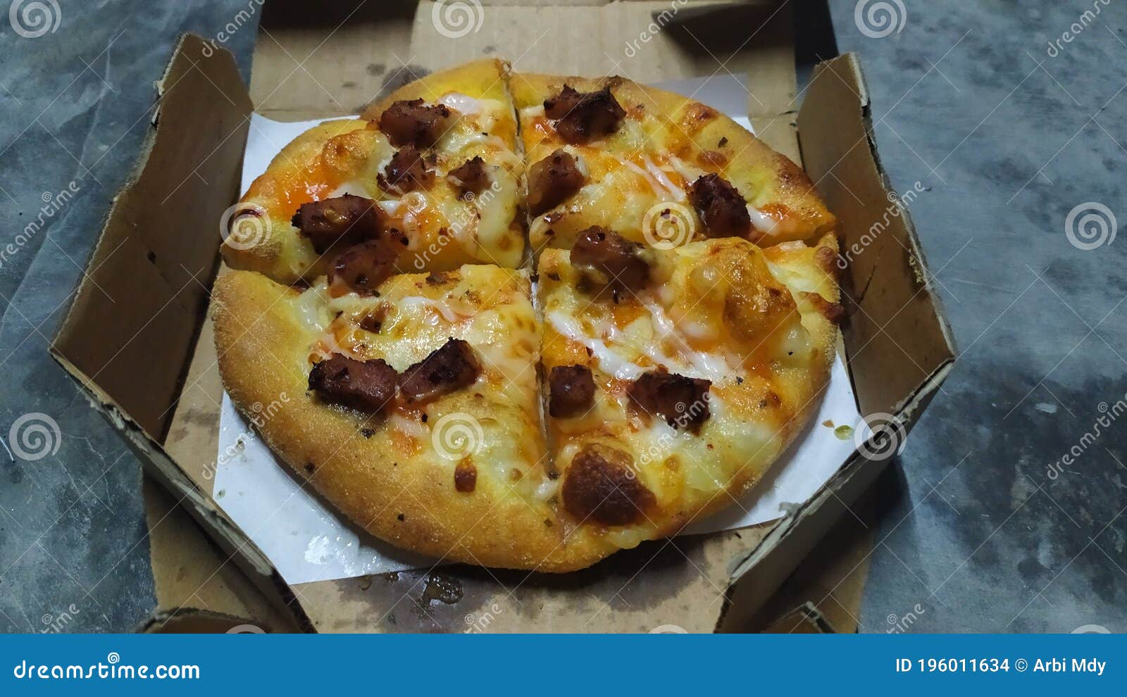 Pizza with small size stock photo. Image of curry, bread - 196011634