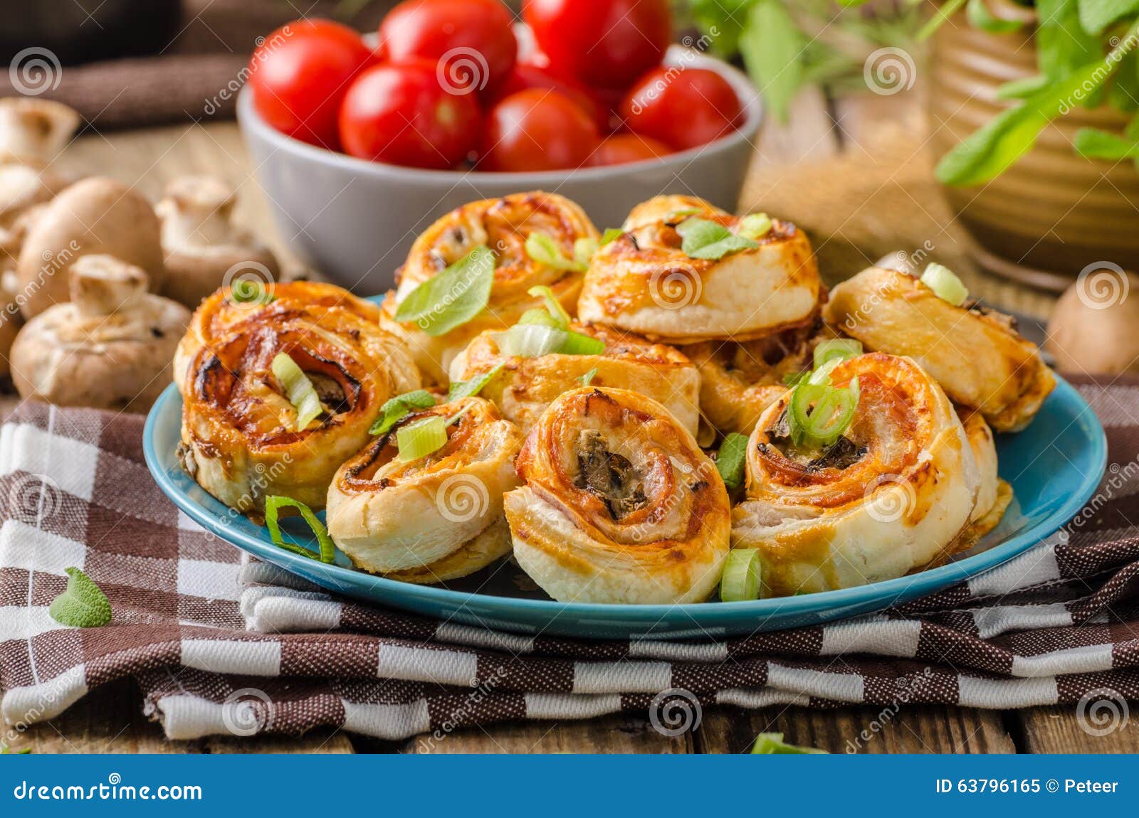 Pizza snails puff pastry stock image. Image of food, meal - 63796165