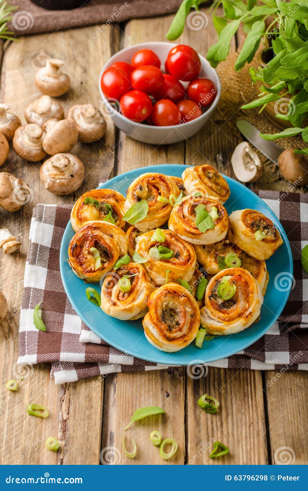 Pizza snails puff pastry stock photo. Image of meal, appetizer - 63796298