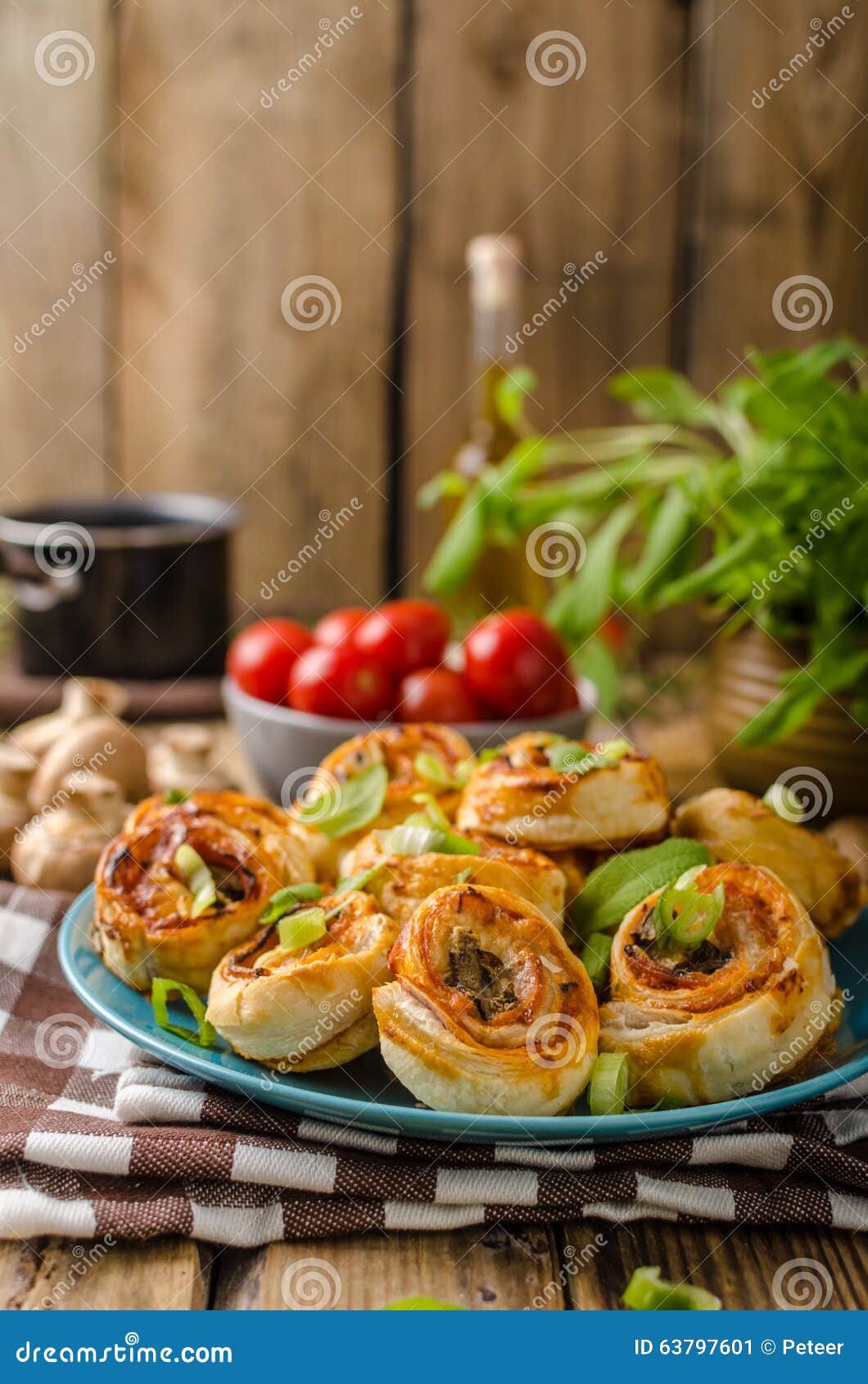 Pizza snails puff pastry stock image. Image of cheese - 63797601