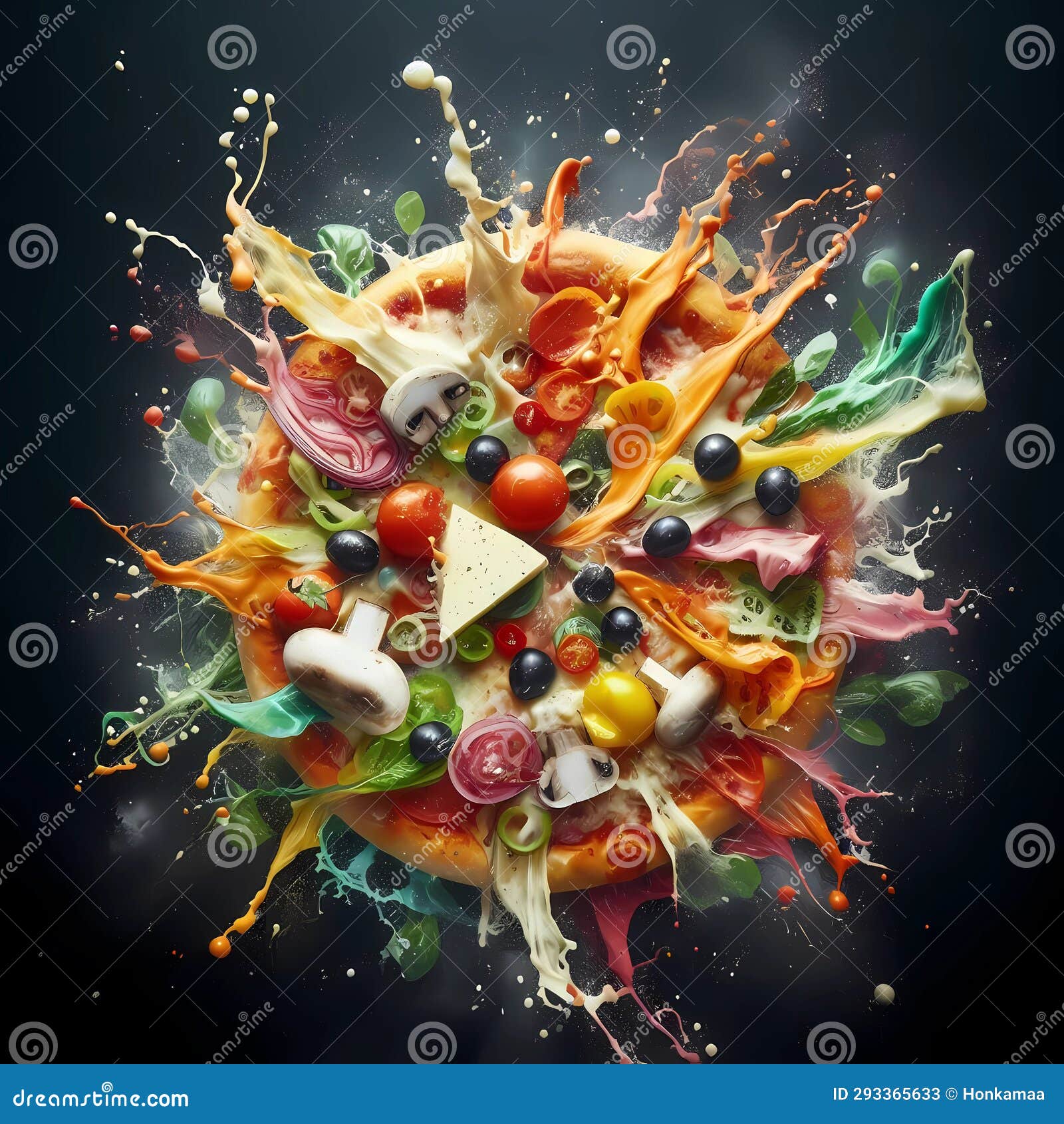 Pizza splash! stock illustration. Illustration of food - 293365633