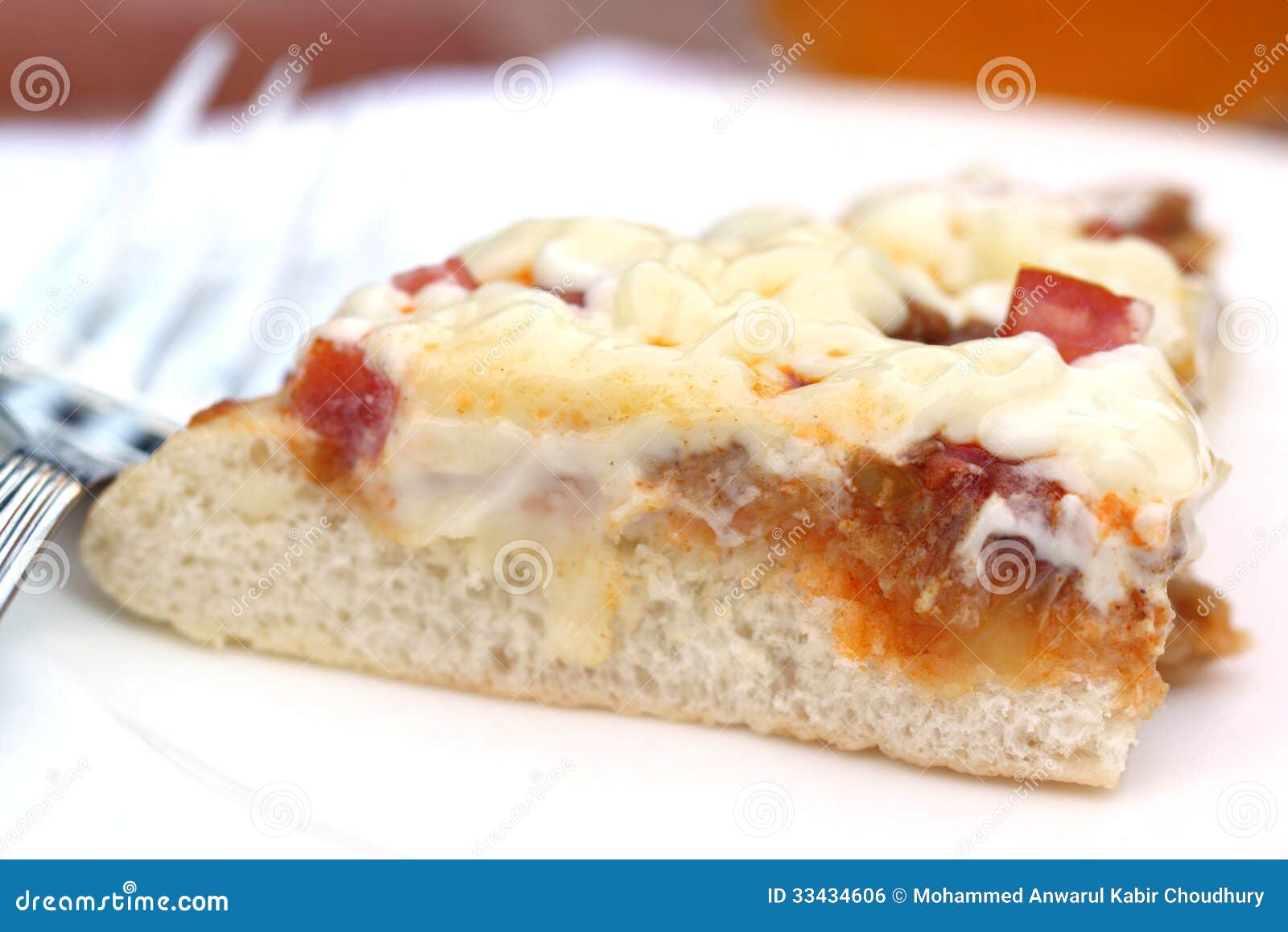 Pizza with a spoon stock photo. Image of portion, eating - 33434606