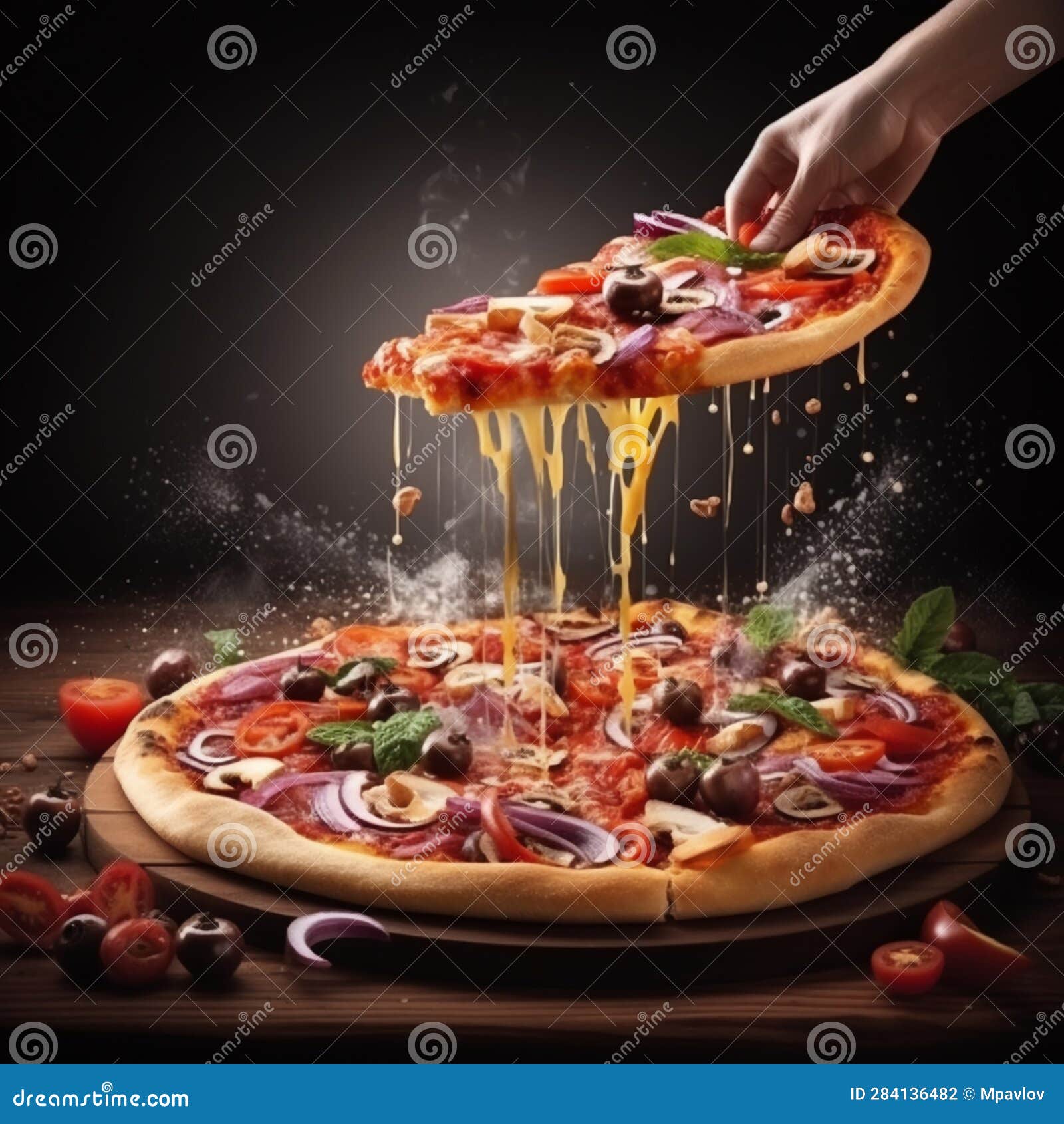 Pizza with Spreadable Cheese. Presentable View of Pizza for Poster ...