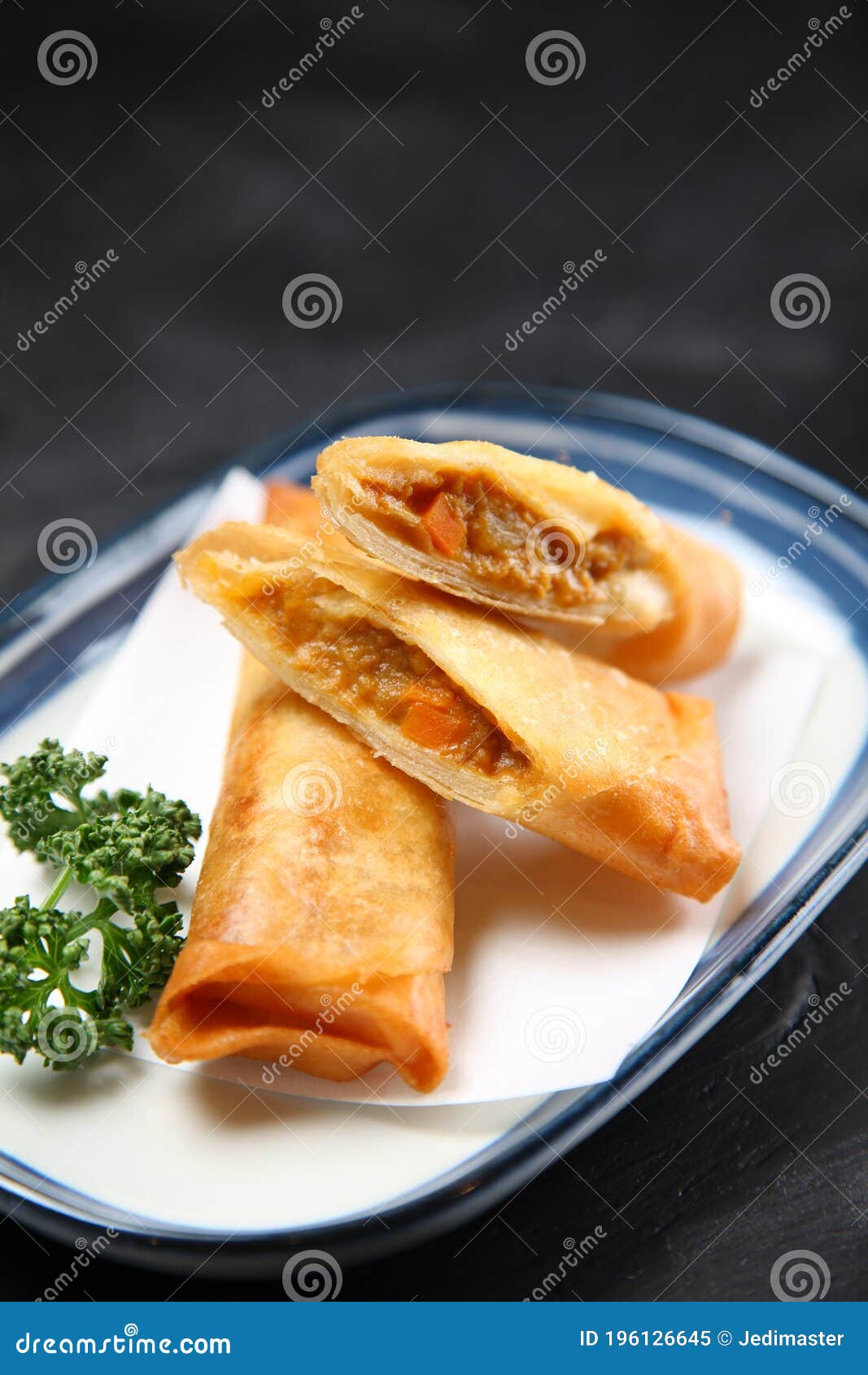 Pizza Spring Rolls and Curry Spring Rolls Stock Image - Image of dark ...