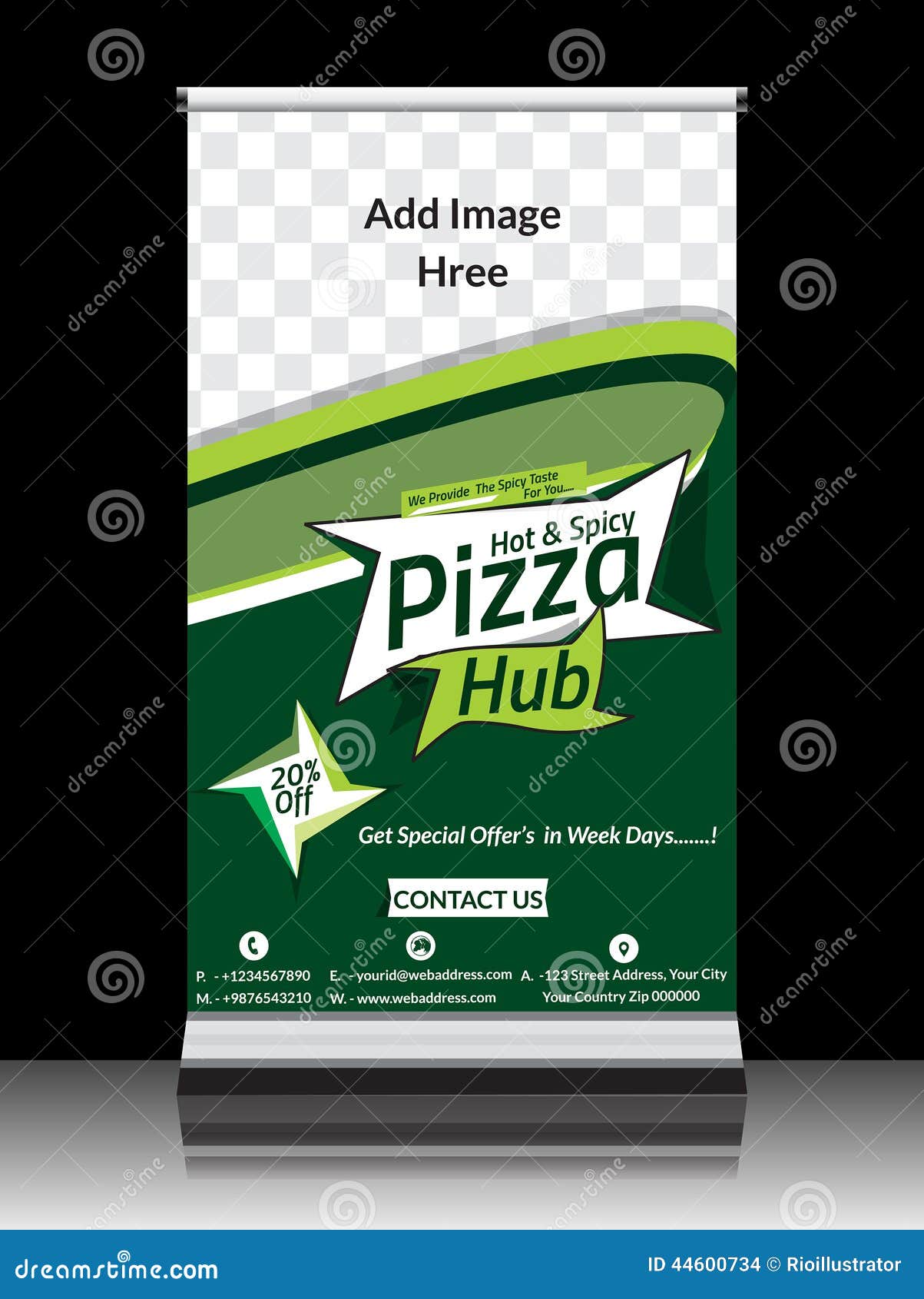 Pizza Store Roll Up stock vector. Illustration of green - 44600734