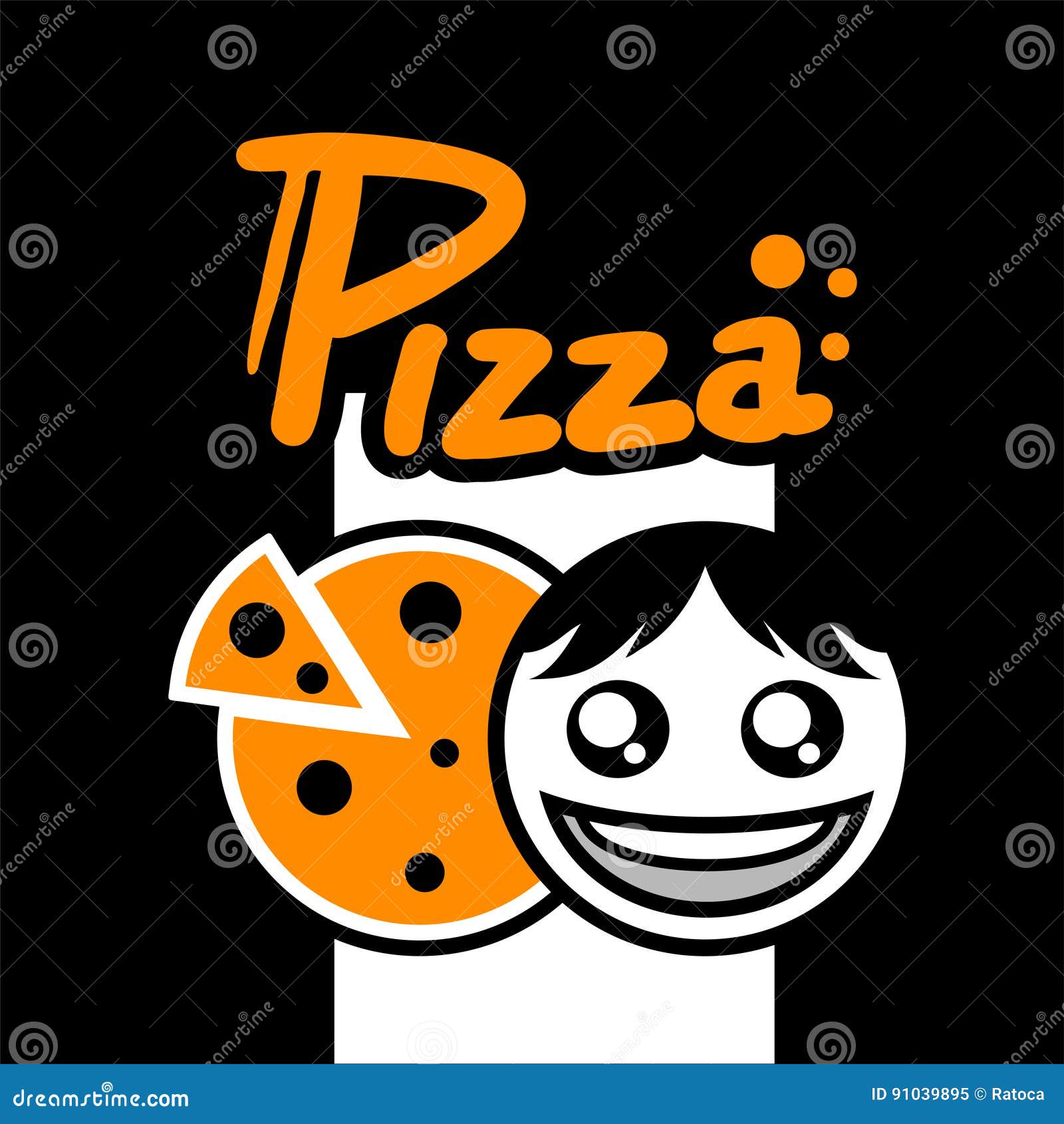 Pizza symbol stock vector. Illustration of round, dinner - 91039895