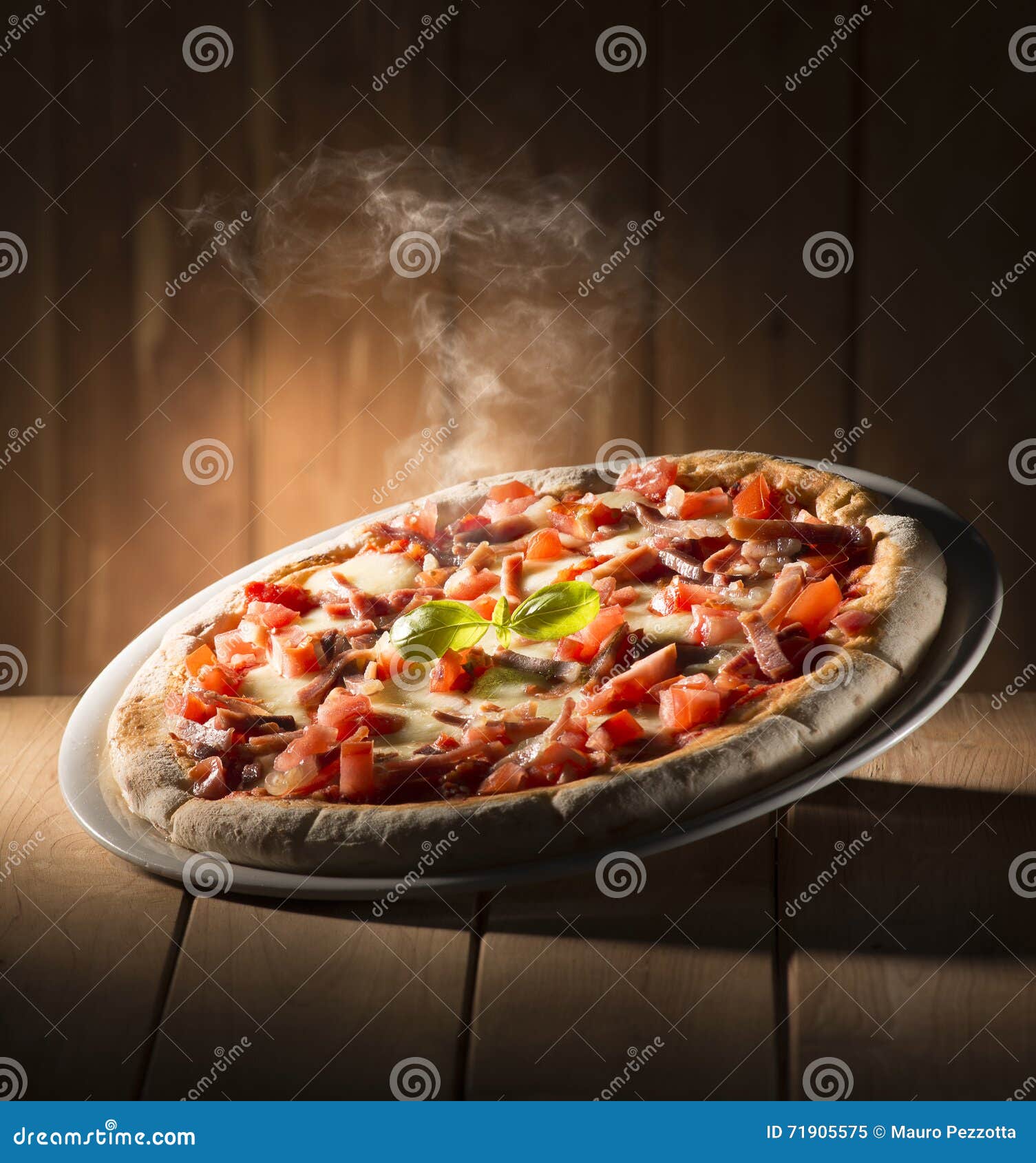 Pizza on the table stock image. Image of wooden, mozzarella - 71905575