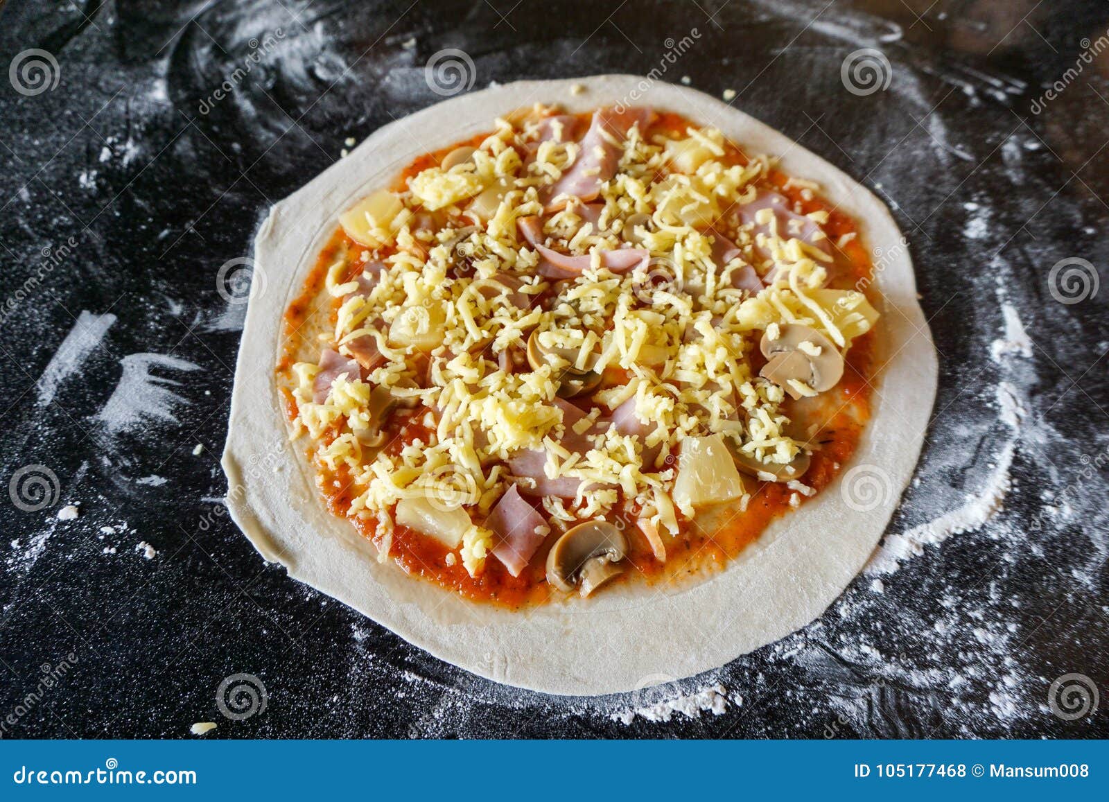 Pizza on table stock photo. Image of fast, meal, bread - 105177468