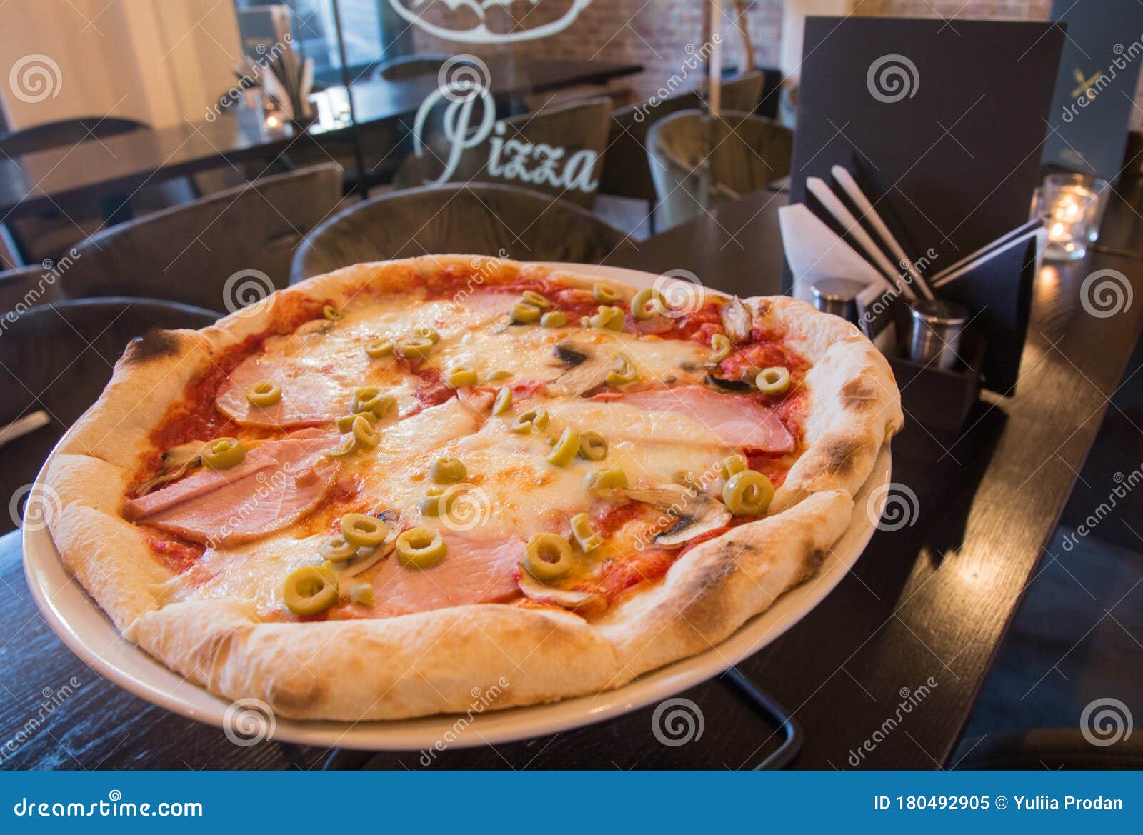 Pizza on the table stock image. Image of kitchen, meal - 180492905