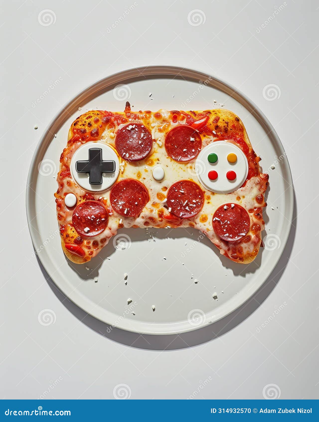 Pizza-themed Video Game Controller on a Plate Stock Illustration ...