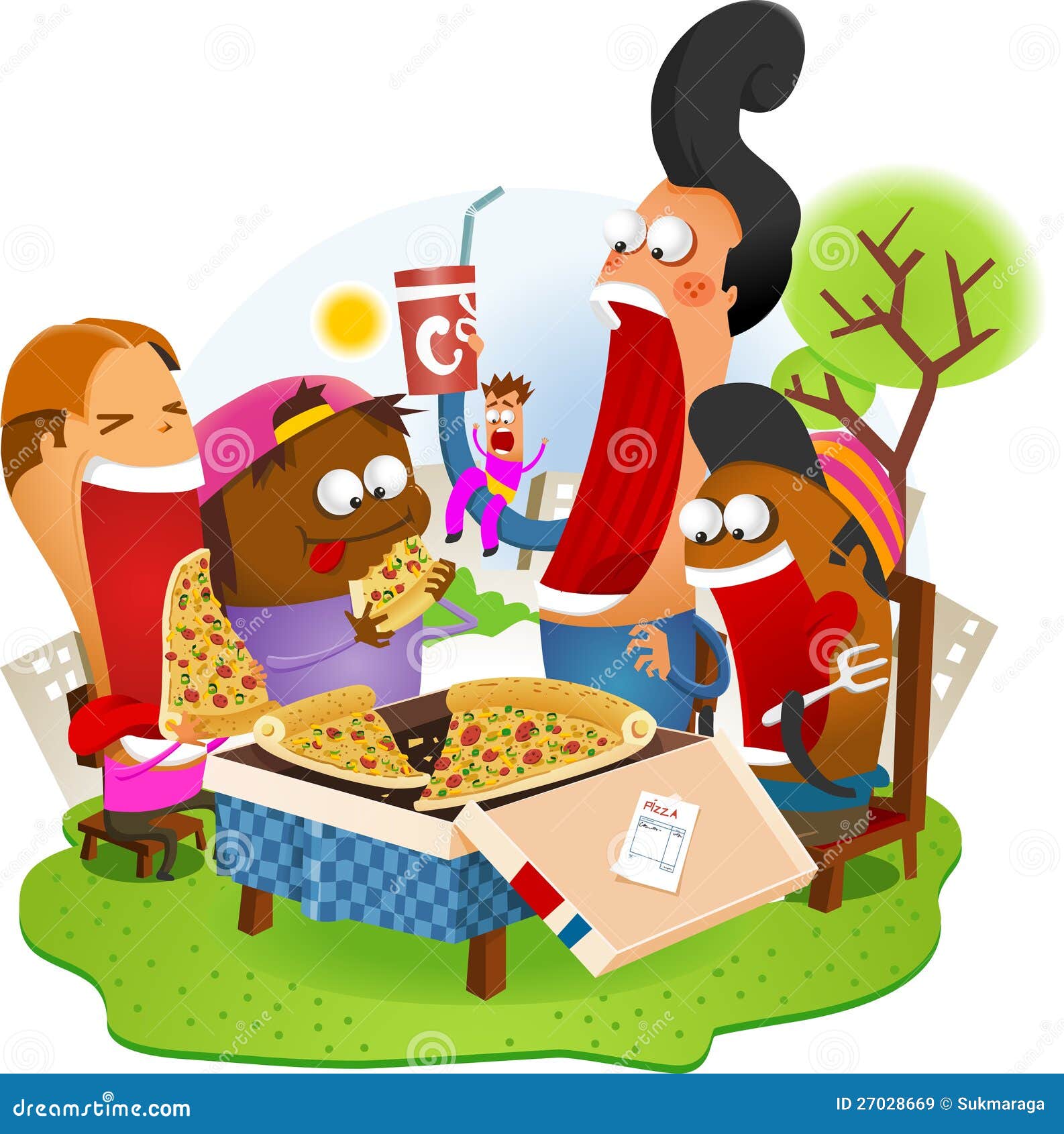 Pizza Time stock vector. Illustration of cheerful, friend - 27028669