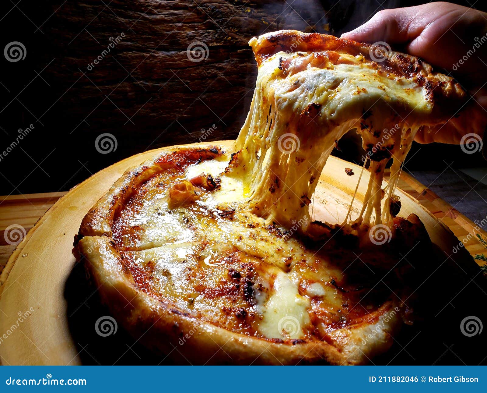 Pizza Time Fast Food Man And Woman Eating Pizza Stock Photo ...