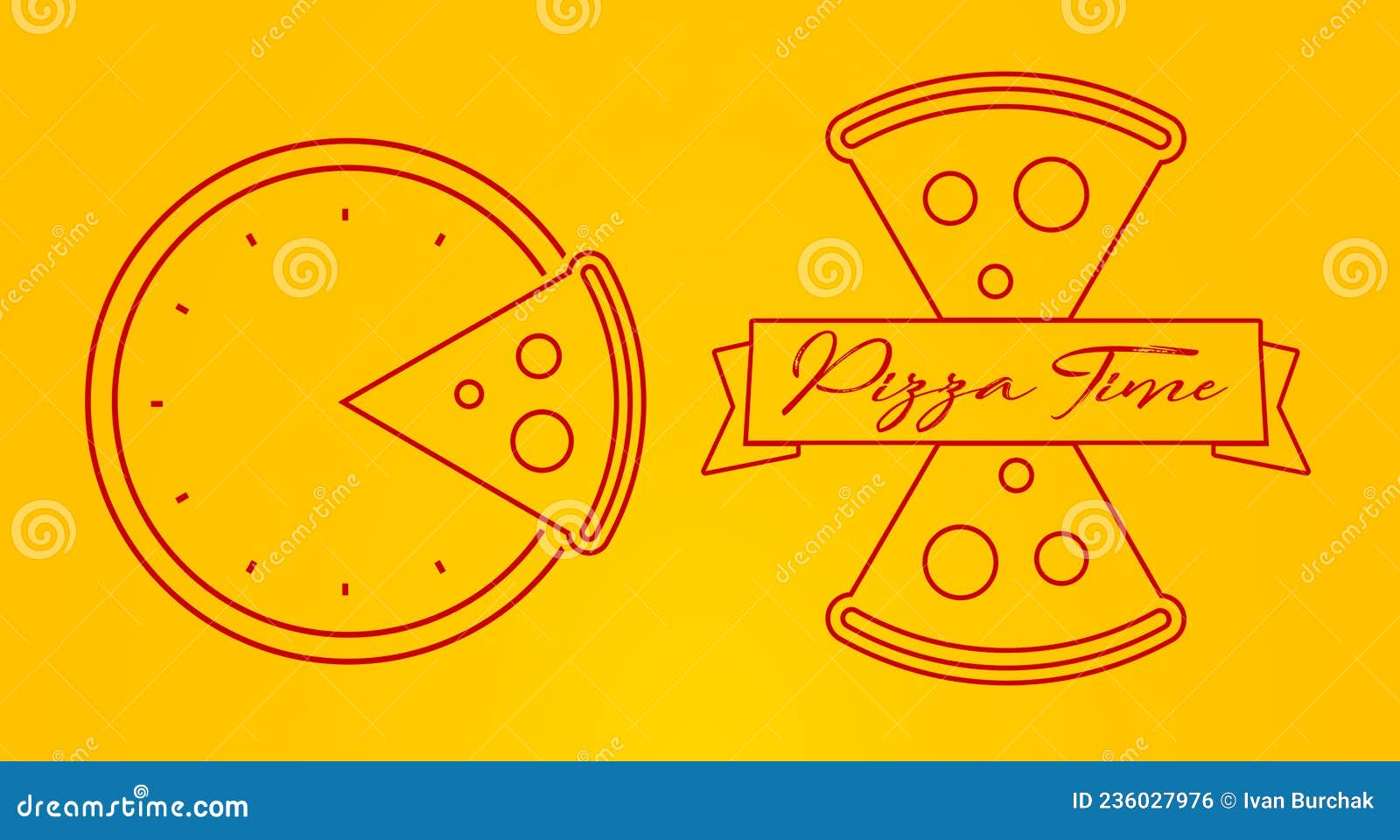 Pizza Time 2 Emblem Concept. Vector Illustration Stock Illustration ...