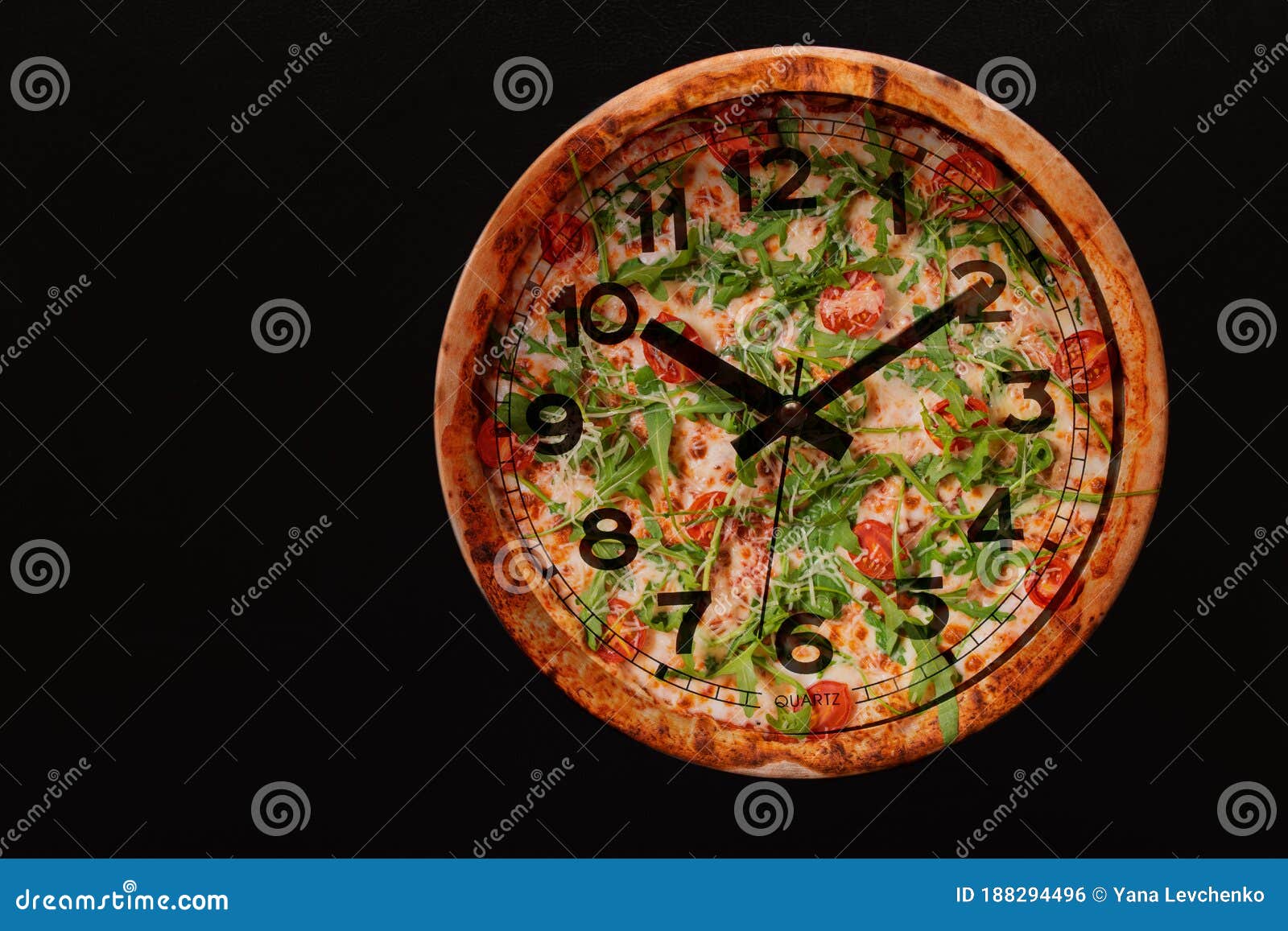 Pizza Time in the Form of a Wall Clock on a Concrete Background. Pizza ...