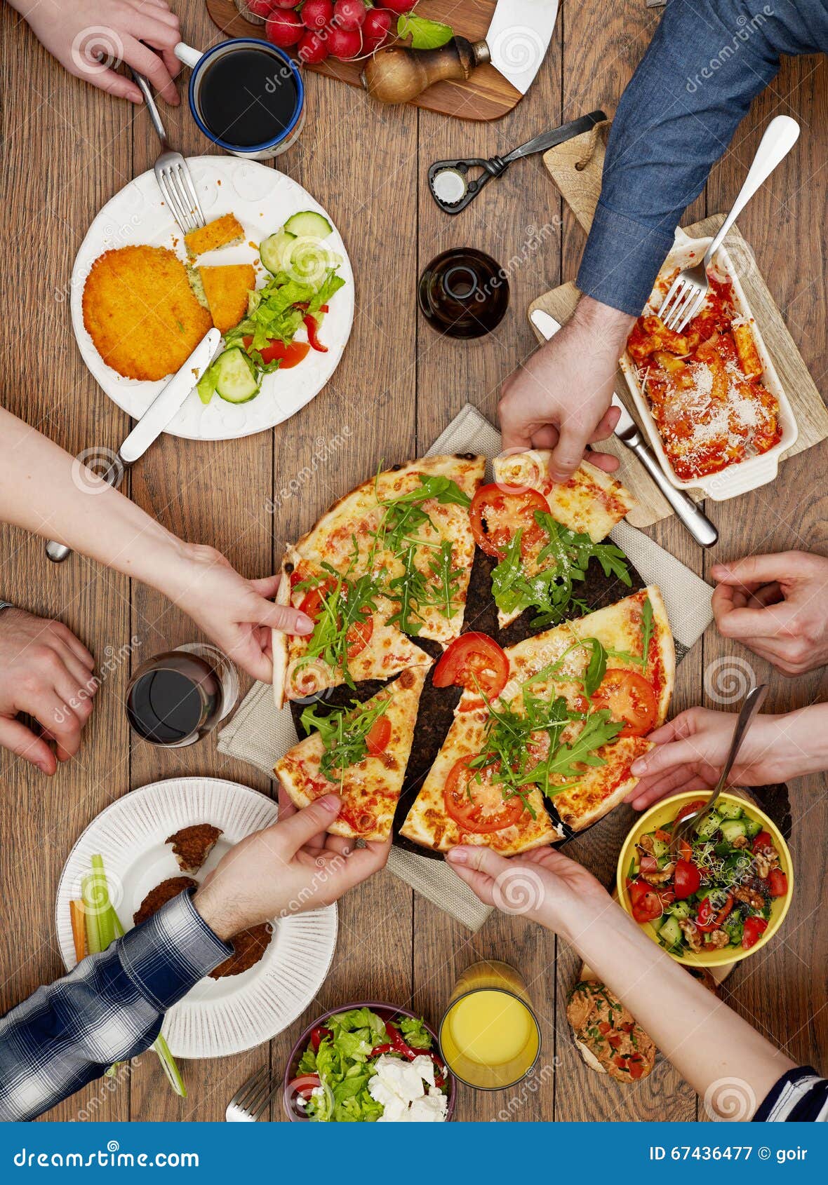 Pizza time stock image. Image of eating, pasta, hand - 67436477