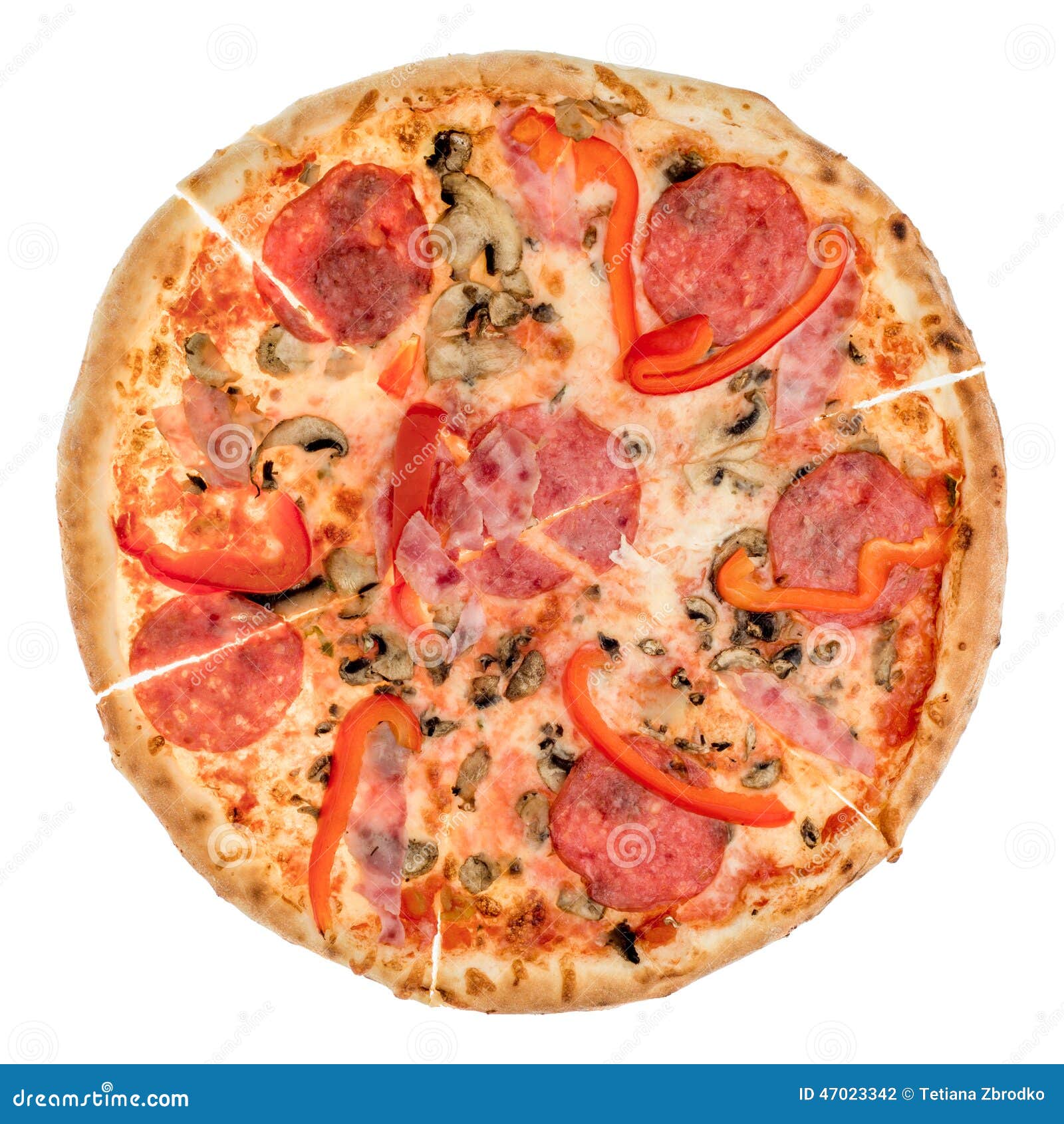 Pizza from top stock photo. Image of circle, object, meat - 47023342
