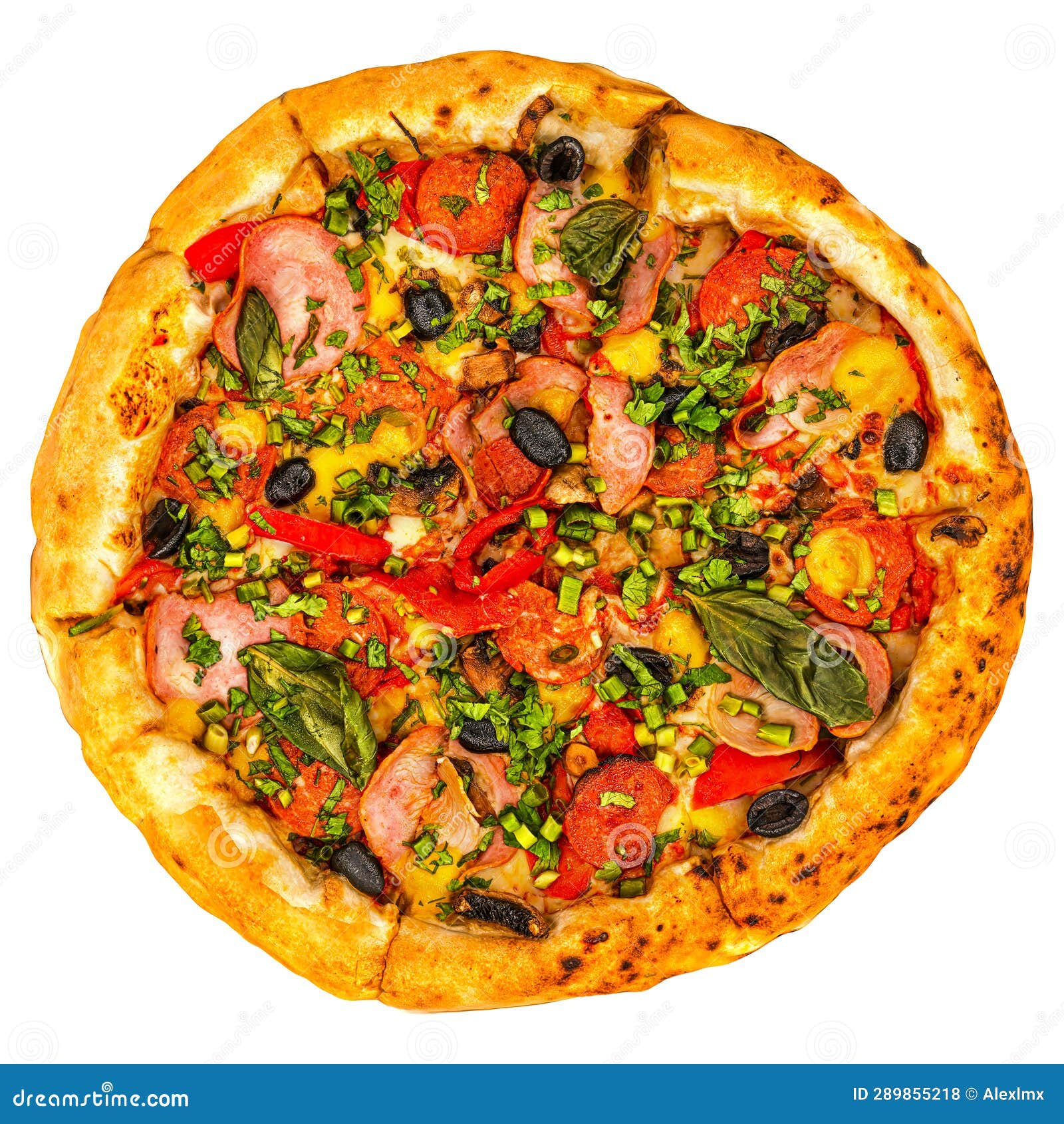 Pizza, Top View. 3D Rendering with Realistic Texture Stock Illustration ...