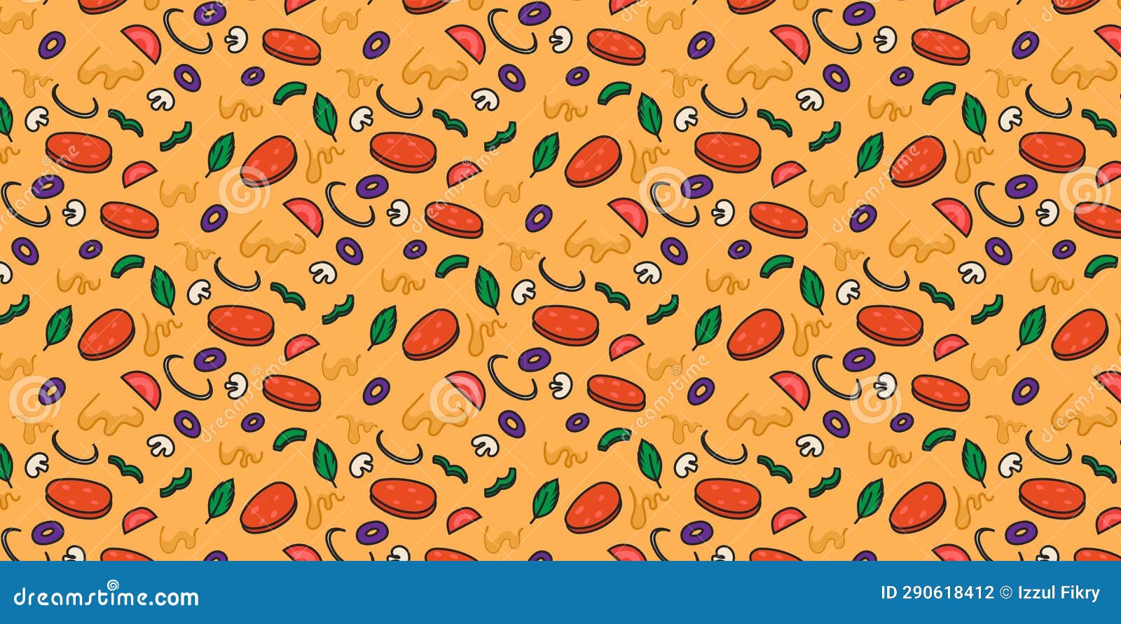 Pizza Topping Ingredients Cartoon Collection, Vector Illustration ...