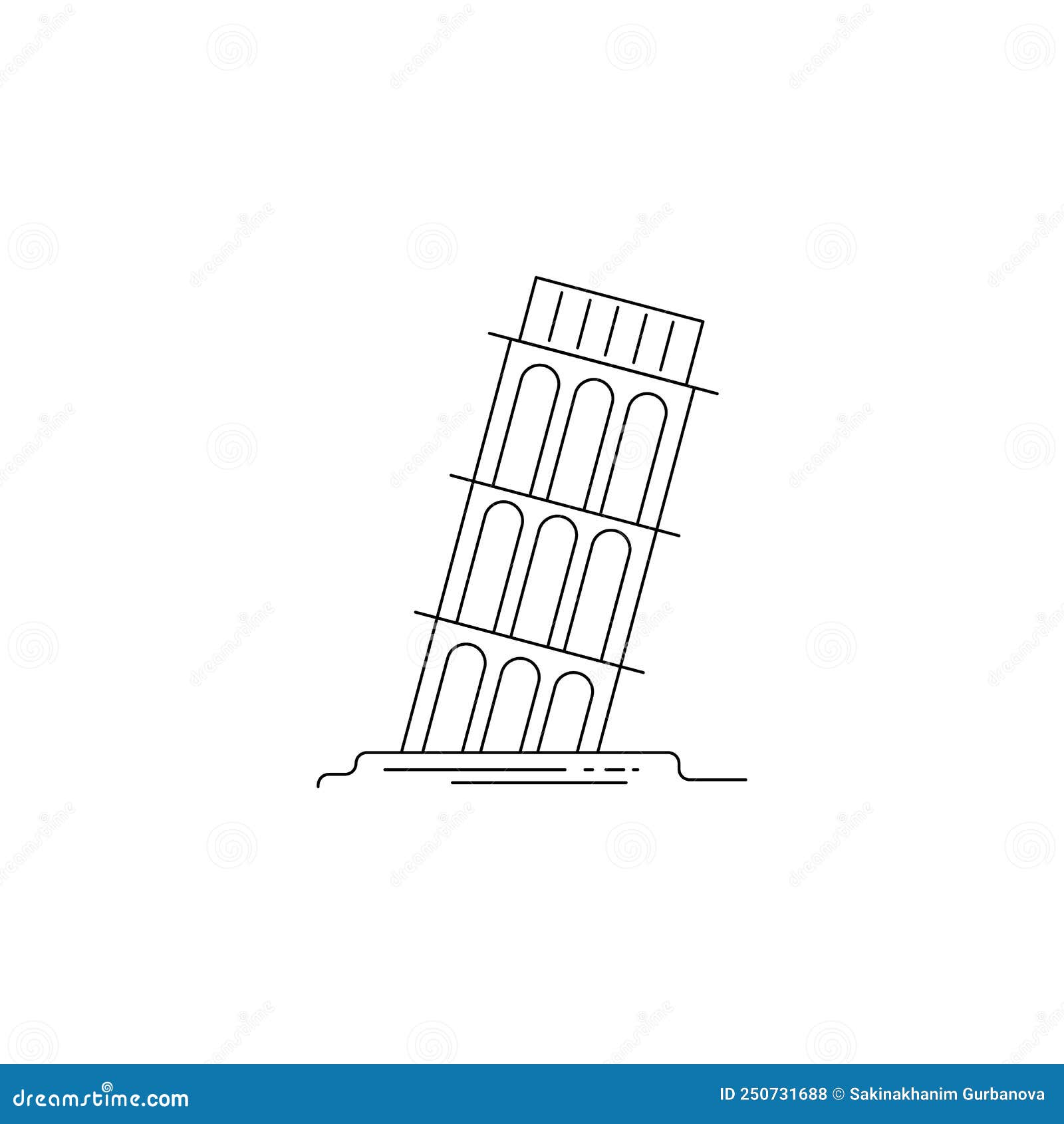 Pizza tower icon outline stock vector. Illustration of pisa - 250731688