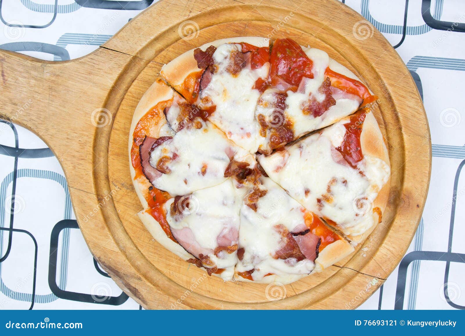 Pizza on tray stock image. Image of flour, italian, baking - 76693121