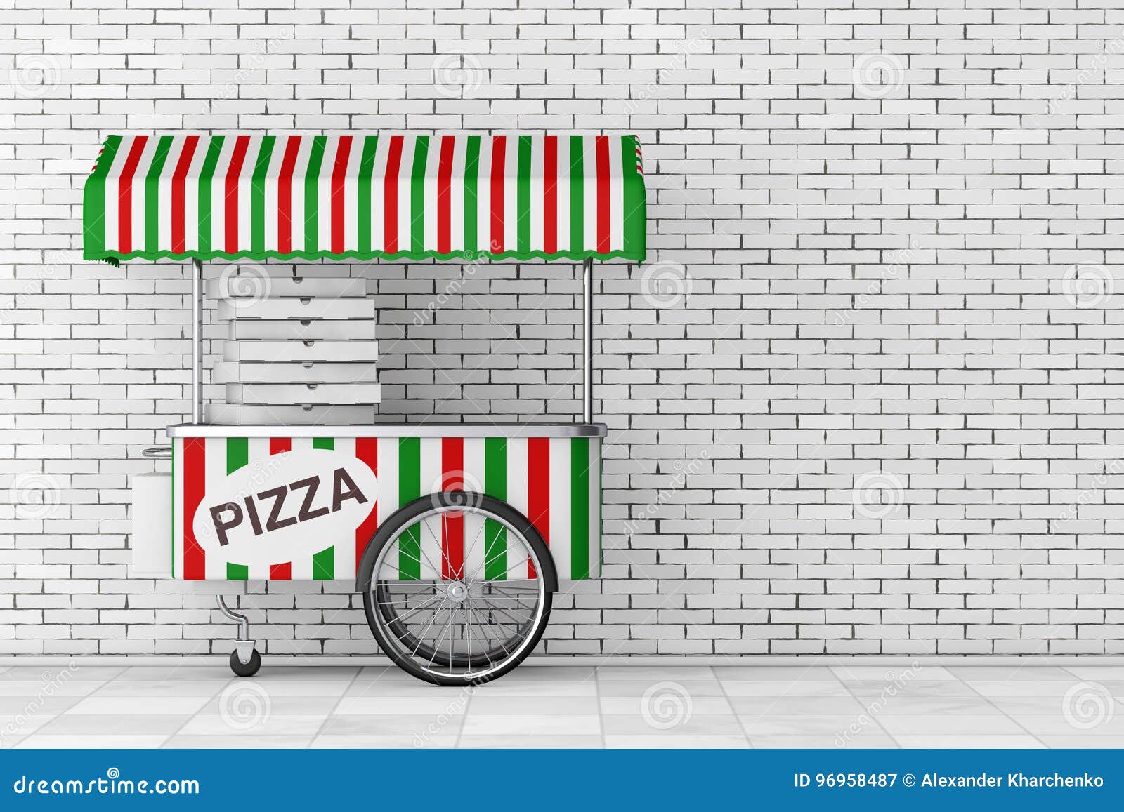 Pizza Trolley Cart. 3d Rendering Stock Illustration - Illustration of ...