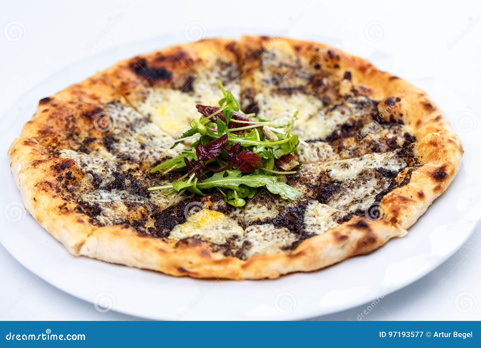 Pizza with truffle stock image. Image of fast, leaf, food - 97193577