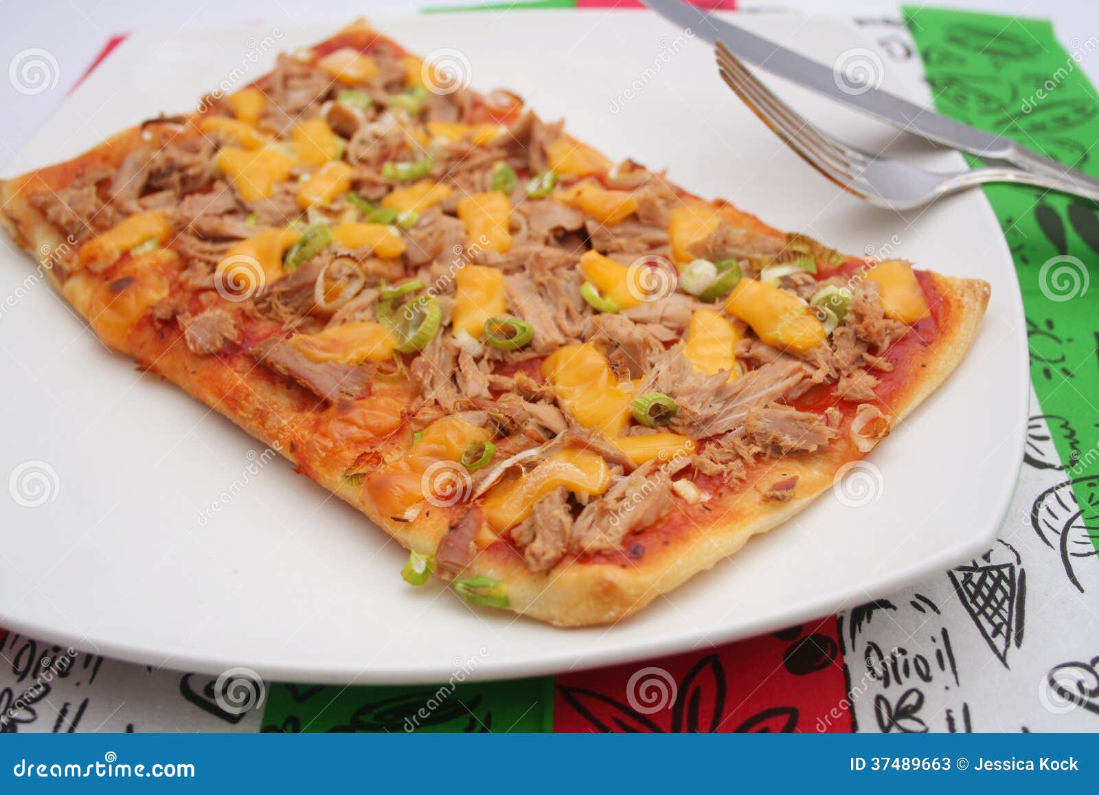 Pizza with tuna fish stock image. Image of fastfood, freshness - 37489663