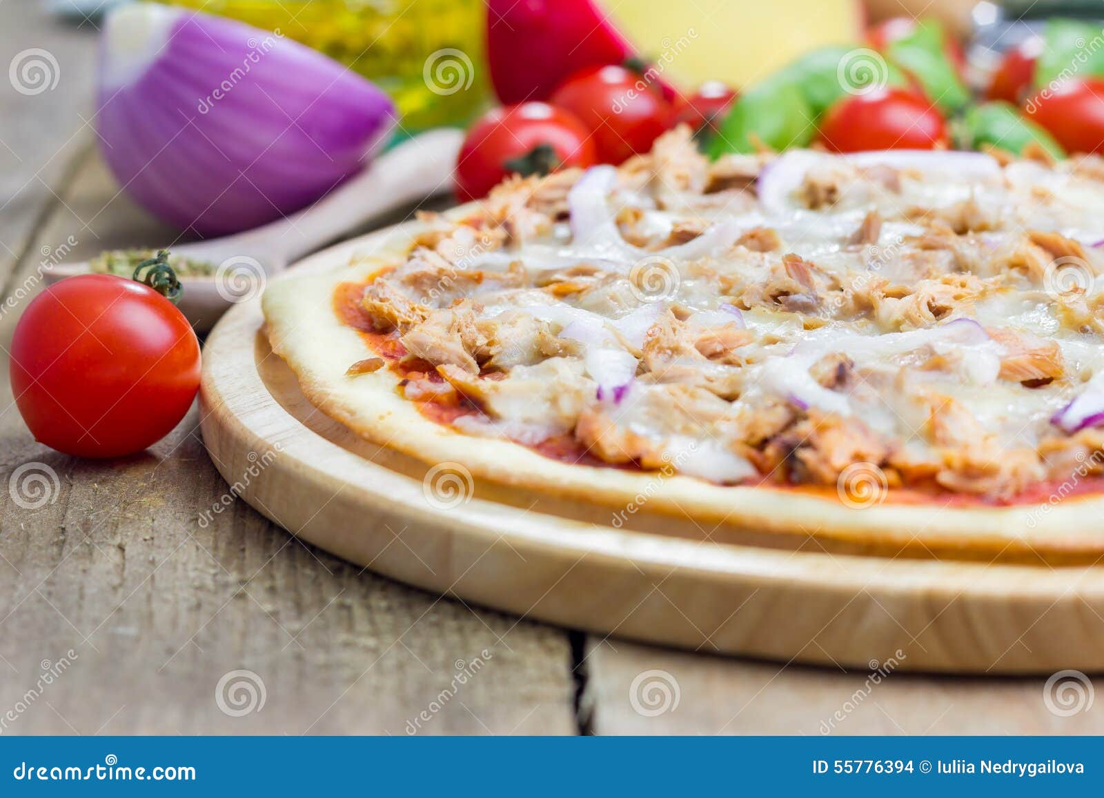 Pizza with tuna fish stock photo. Image of breakfast - 55776394