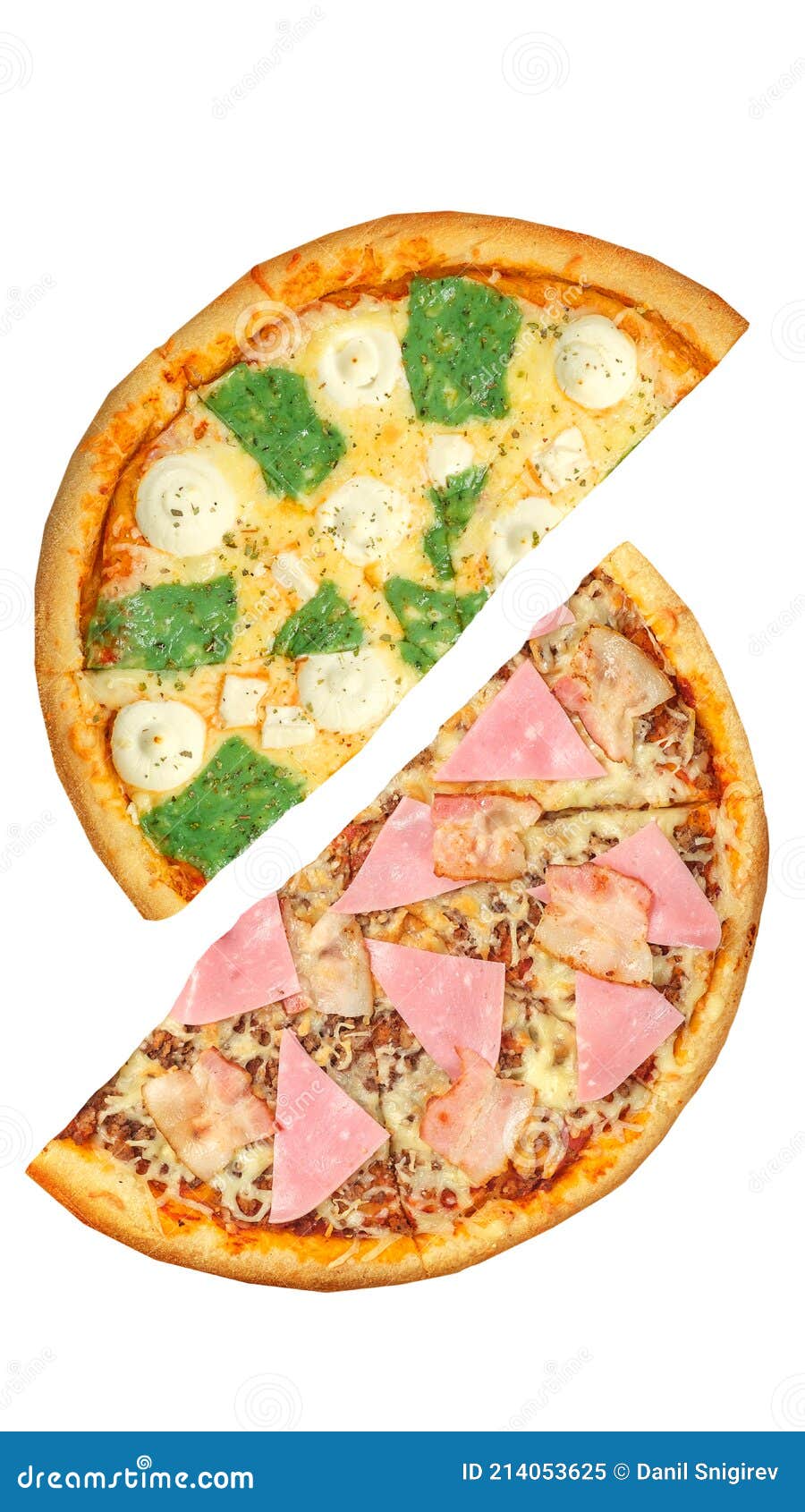 Pizza, Two Halves Isolated on a White Background. Versus Concept ...