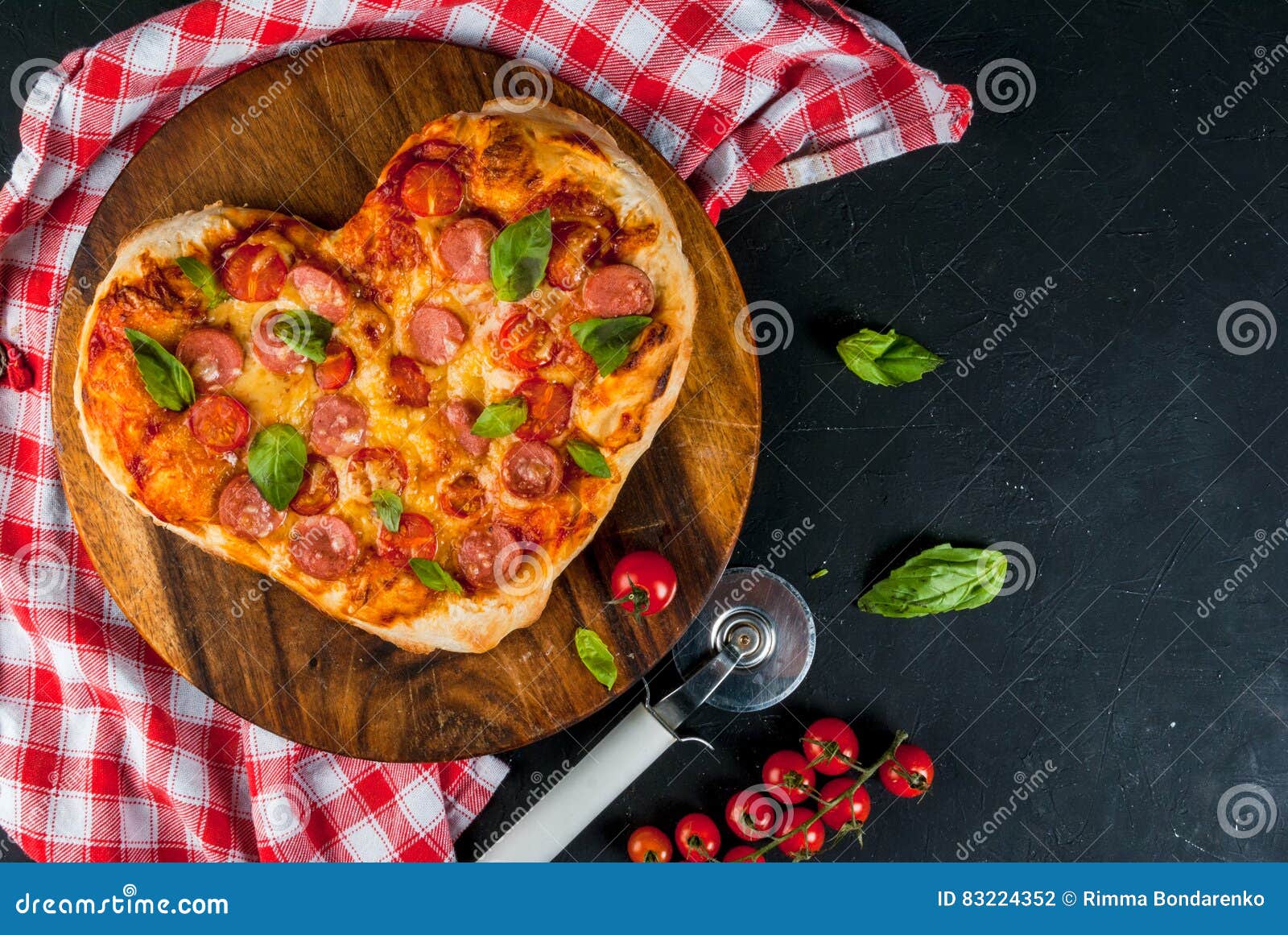Pizza for Valentine`s Day stock photo. Image of symbol - 83224352
