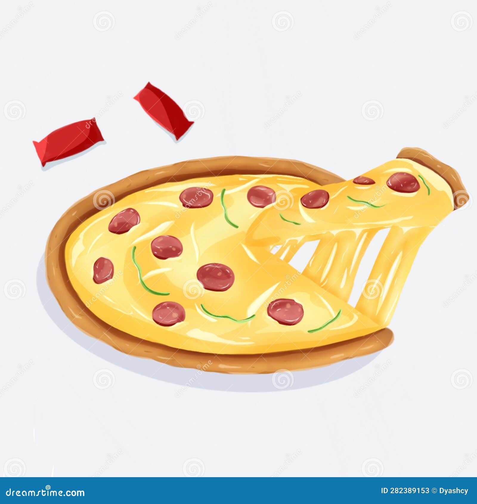 Pizza with Various Toppings Illustration Stock Illustration ...