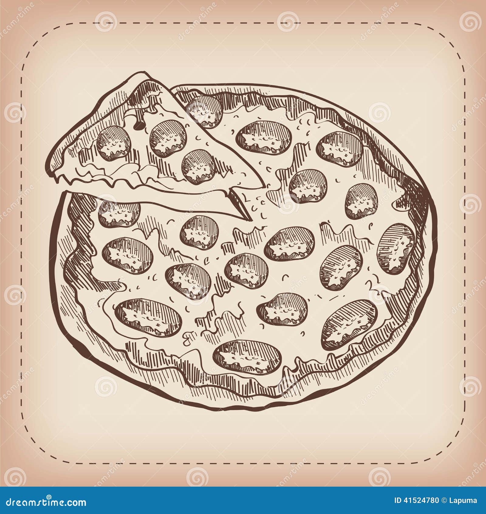 Pizza vector hand drawn stock vector. Illustration of gourmet - 41524780