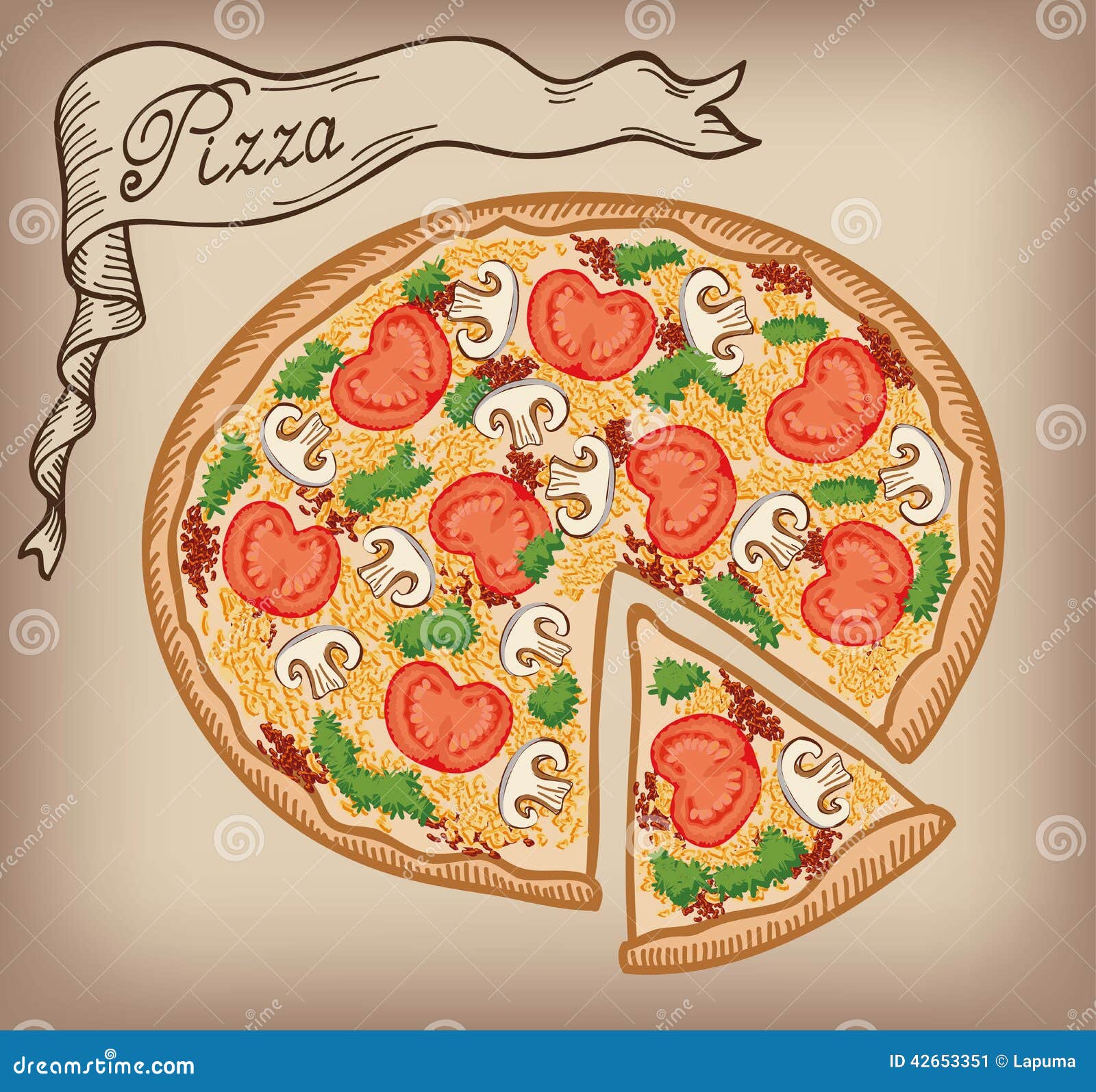 Pizza vector hand drawn stock vector. Illustration of cheese - 42653351