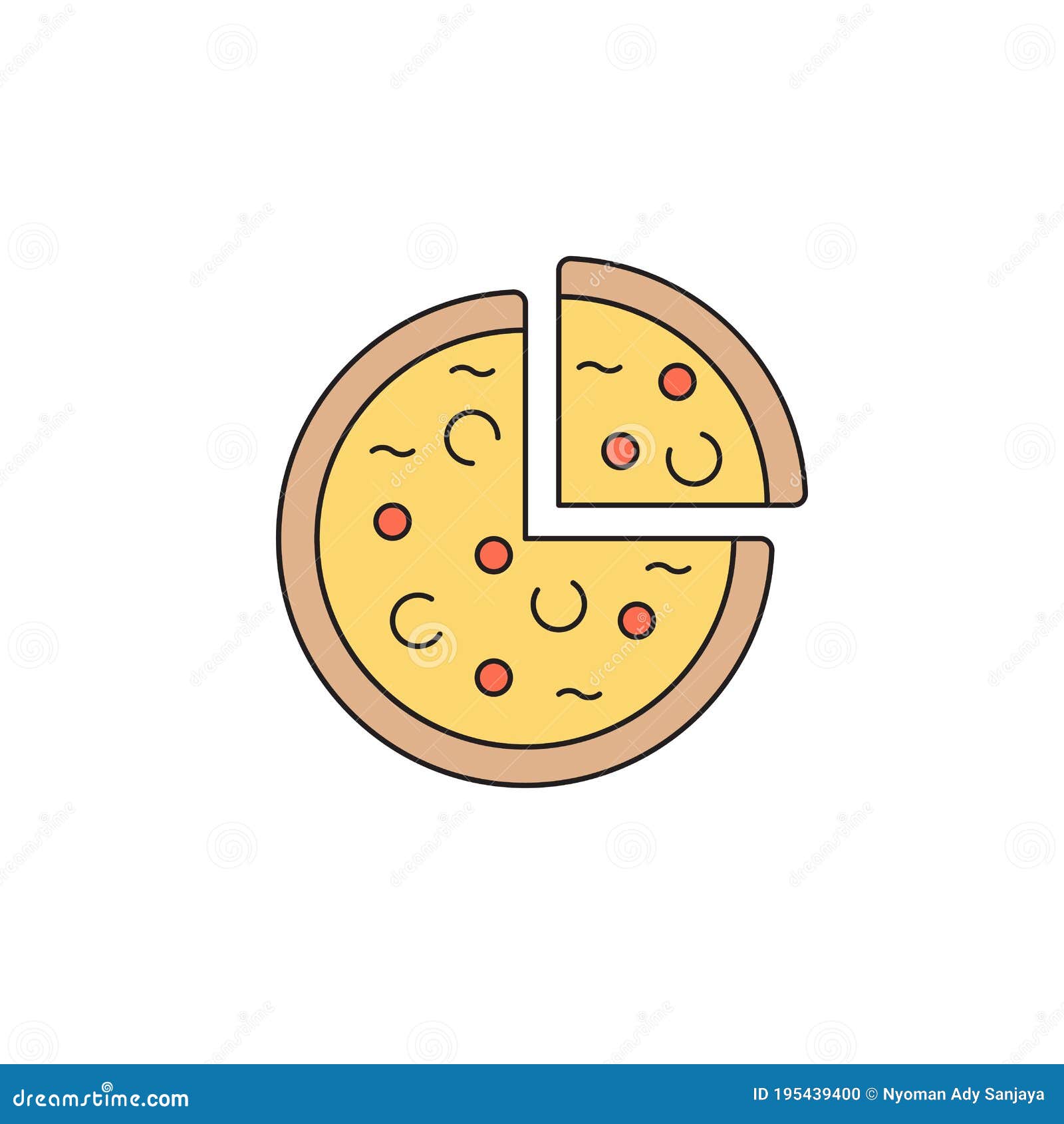 Pizza Vector Icon Symbol Food Isolated on White Background Stock Vector ...