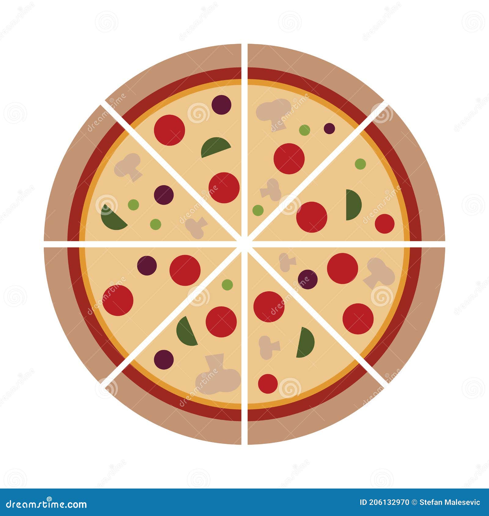 Pizza stock vector. Illustration of delicious, cuisine - 206132970