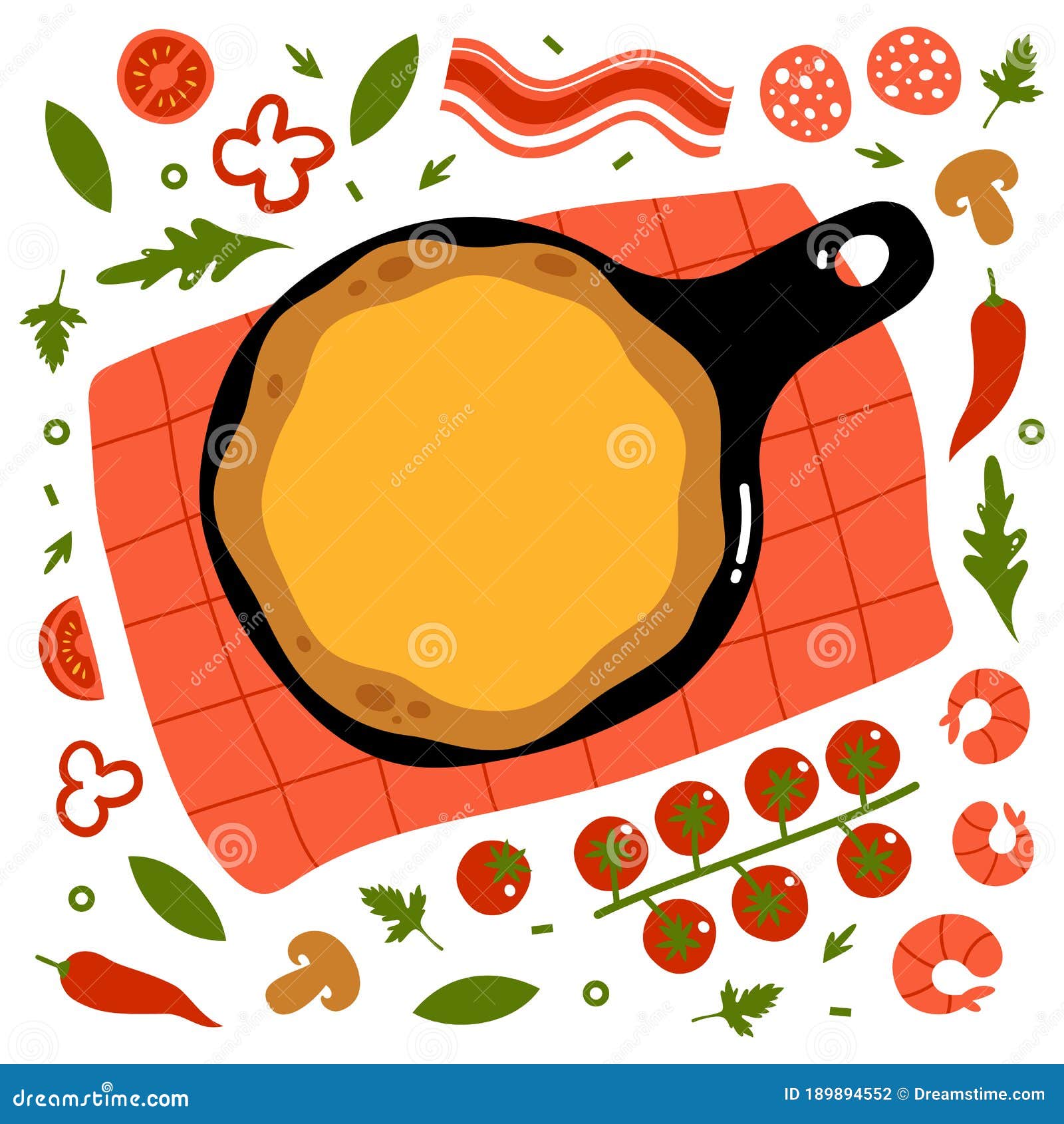 Pizza Vector Illustration. Create Your Own Pizza. Pizza Base and ...