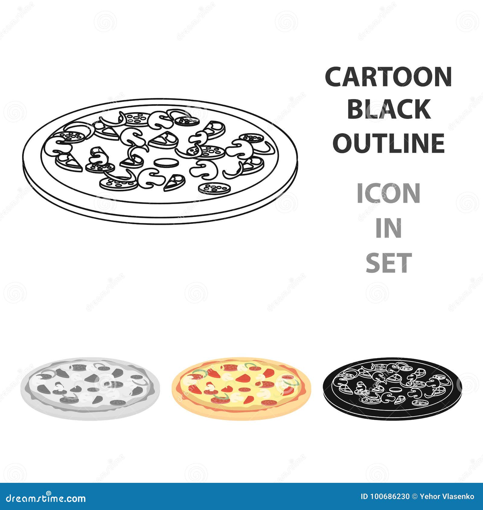 Pizza Vector Icon in Cartoon Style for Web Stock Vector - Illustration ...